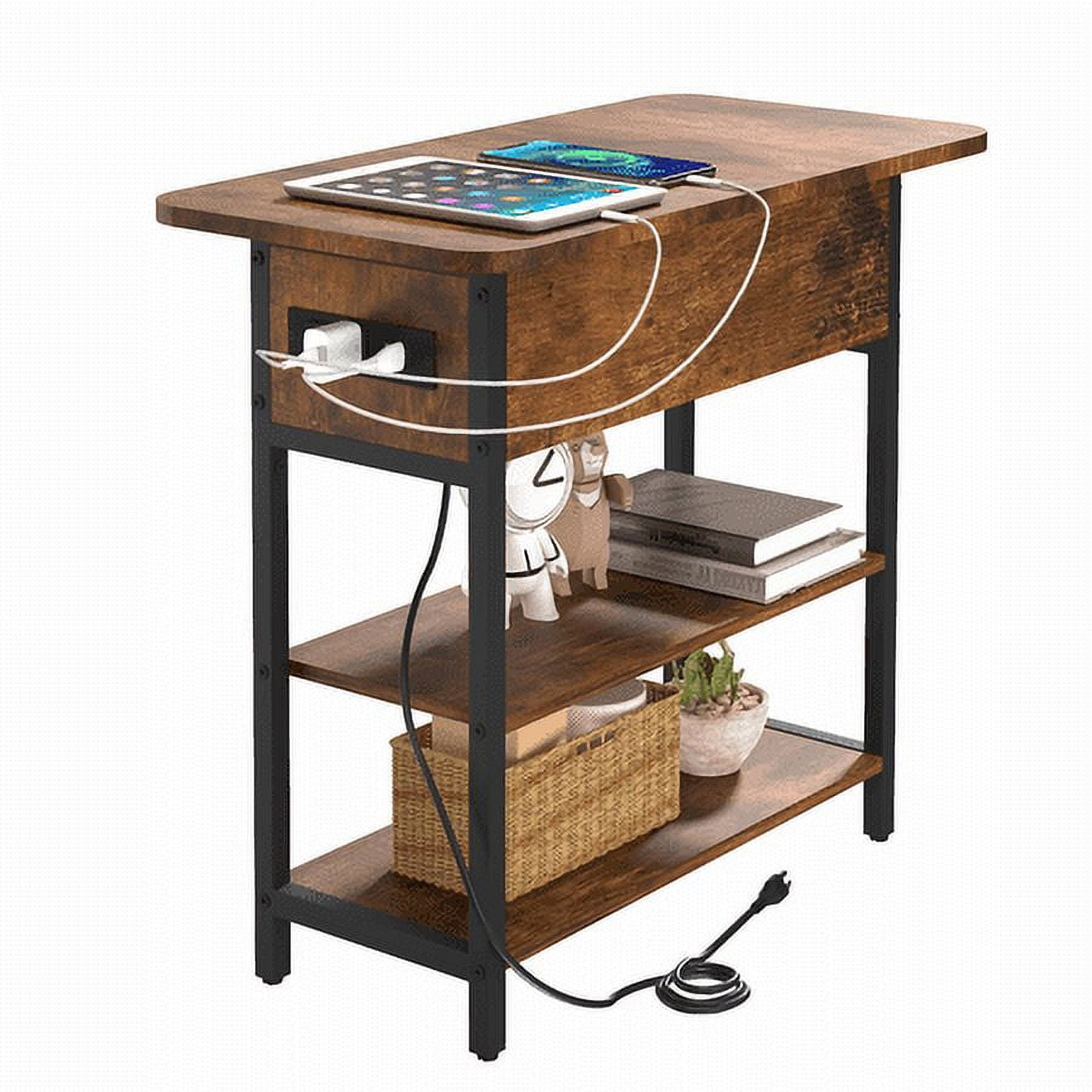 Yoobure Side Table with Charging Station, Power Bed Plugs, USB Ports ...