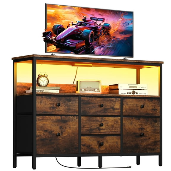 Dresser for Bedroom with 7 Decorative Front Drawers, 54'' Wide Chest of ...