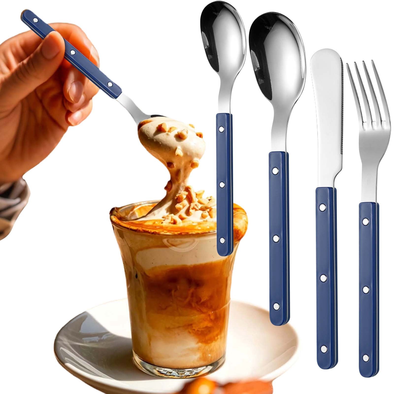 Yooci 4-Piece Stainless Steel Riveted-Handle Flatware Set B for Rustic ...