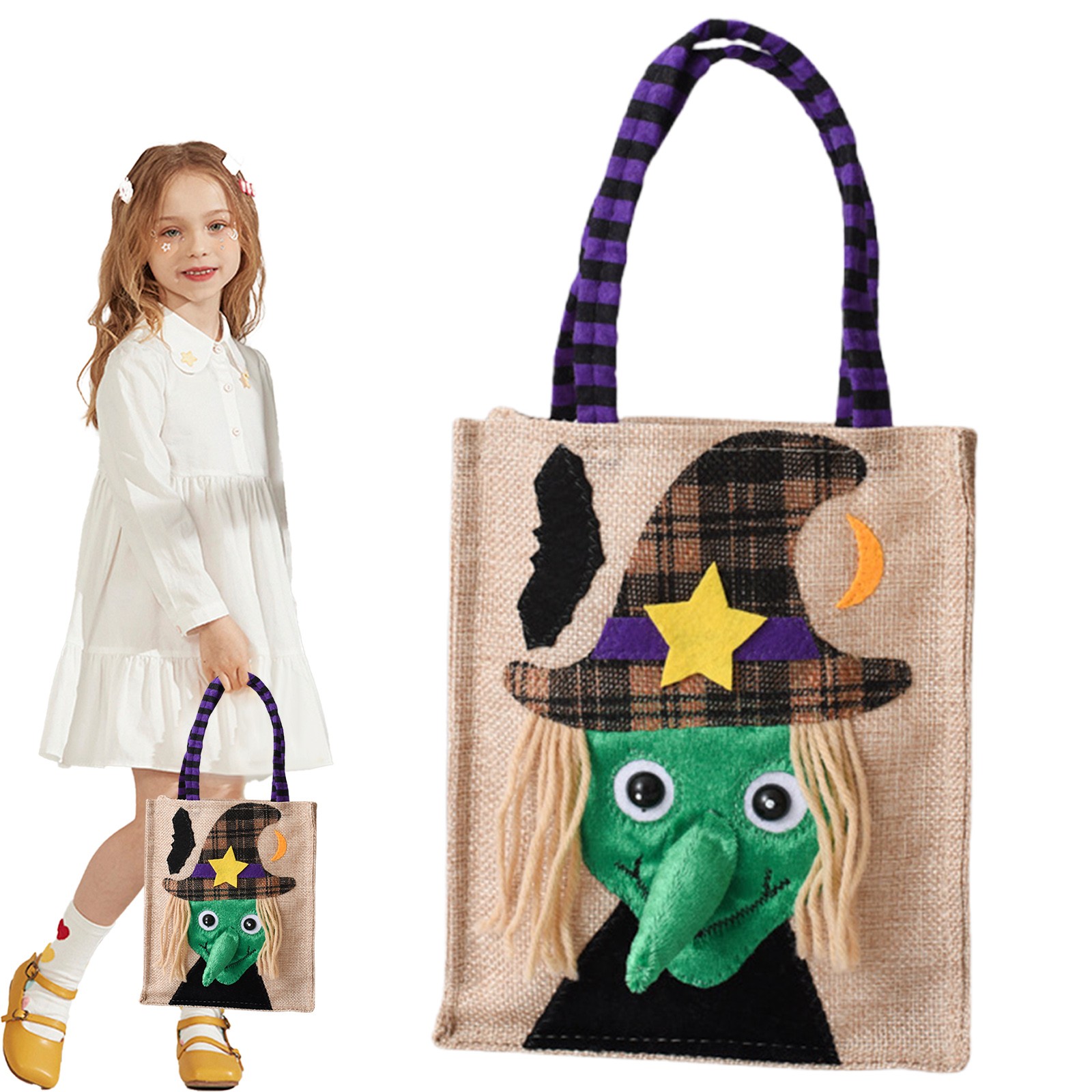 Yooci Homakover 1 Pack Halloween Burlap Tote Bags, Trick or Treat Bag ...