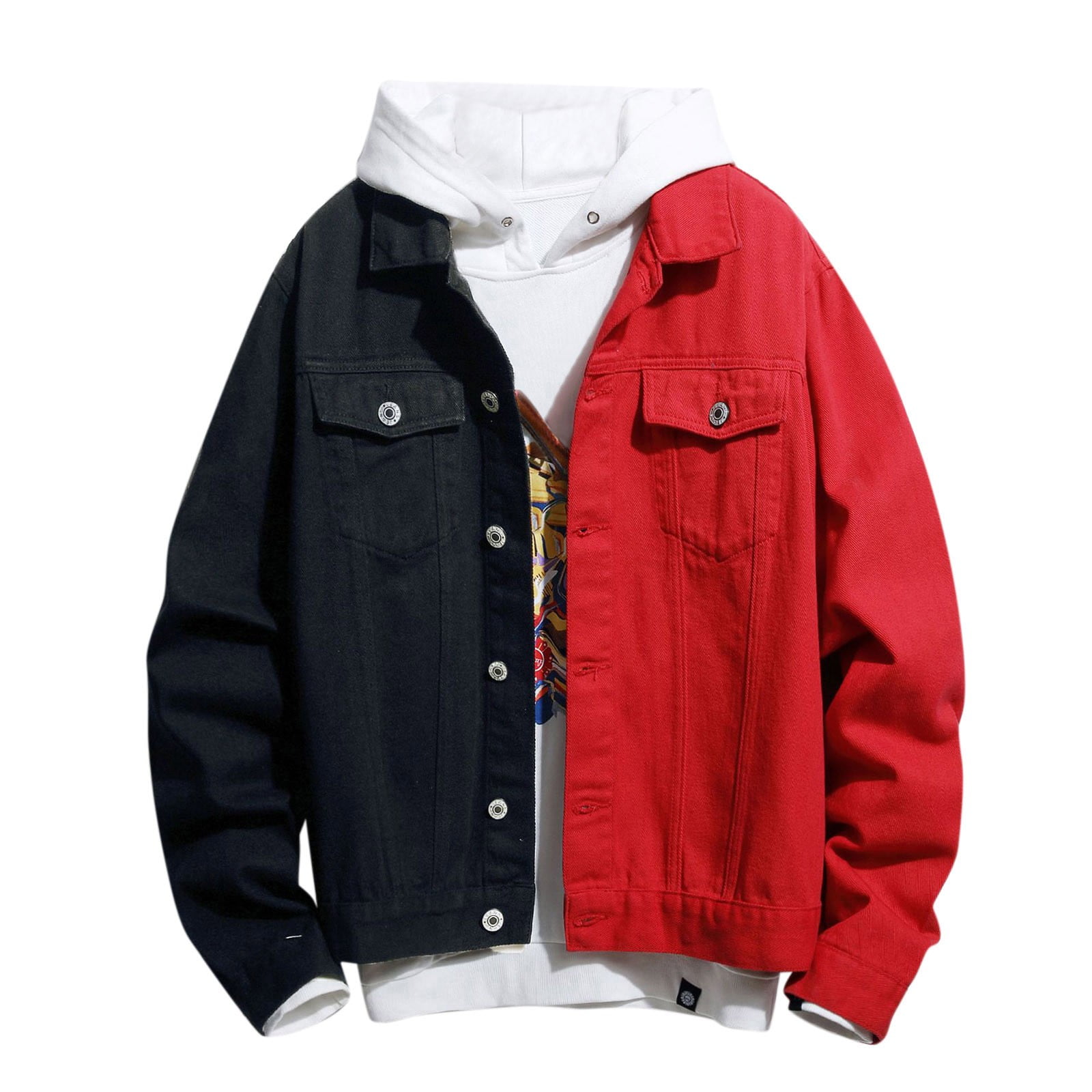 Yoodem Jackets for Men Jean Jacket Men's Oversize Colorblock Denim ...