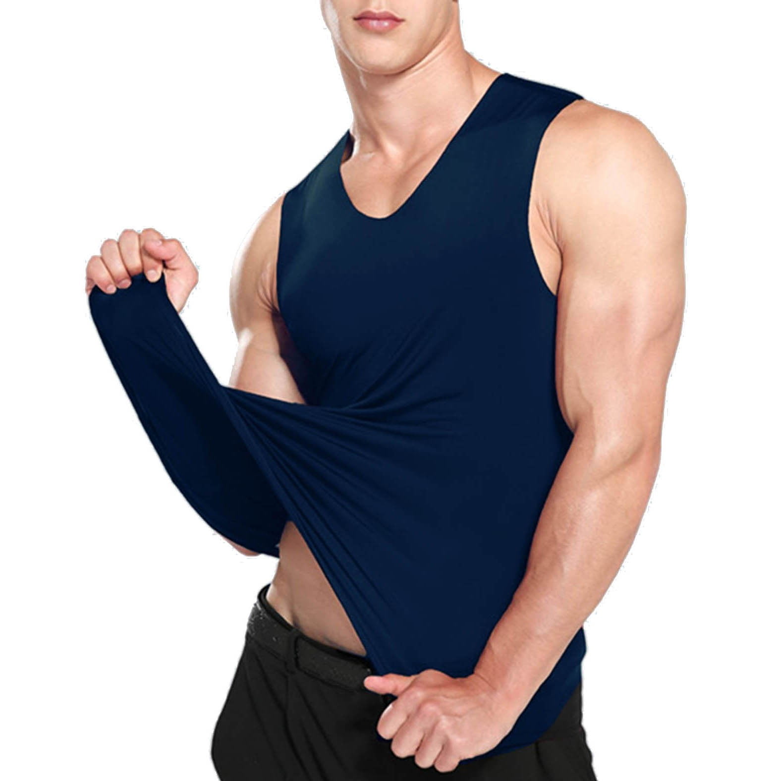 Yoodem Mens Vest Tank Tops Men's Ice Silk Vest Fitness Wide Shoulder ...