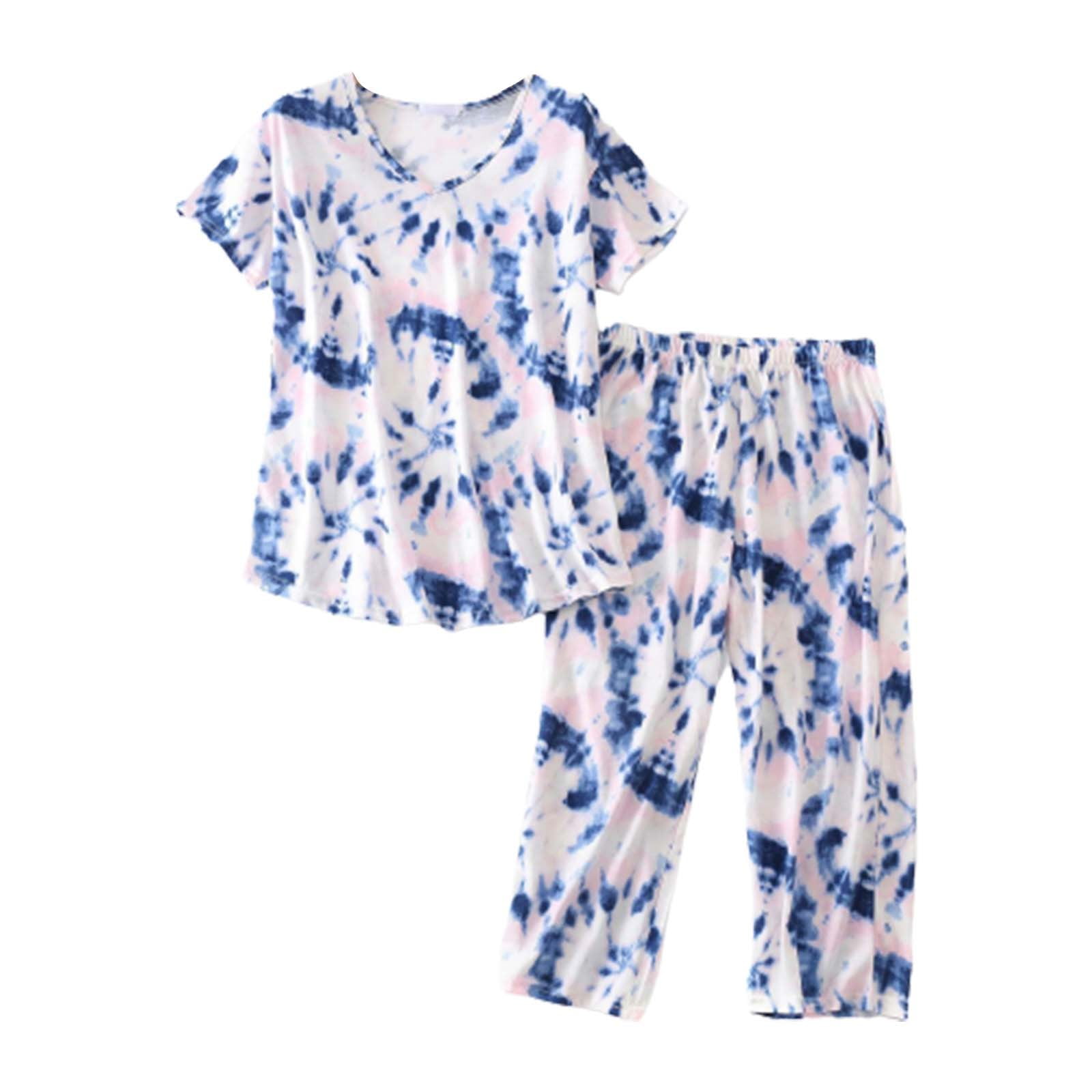 Yoodem Pajamas for Women Pj Sets for Woman Summer Round Neck Suit ...