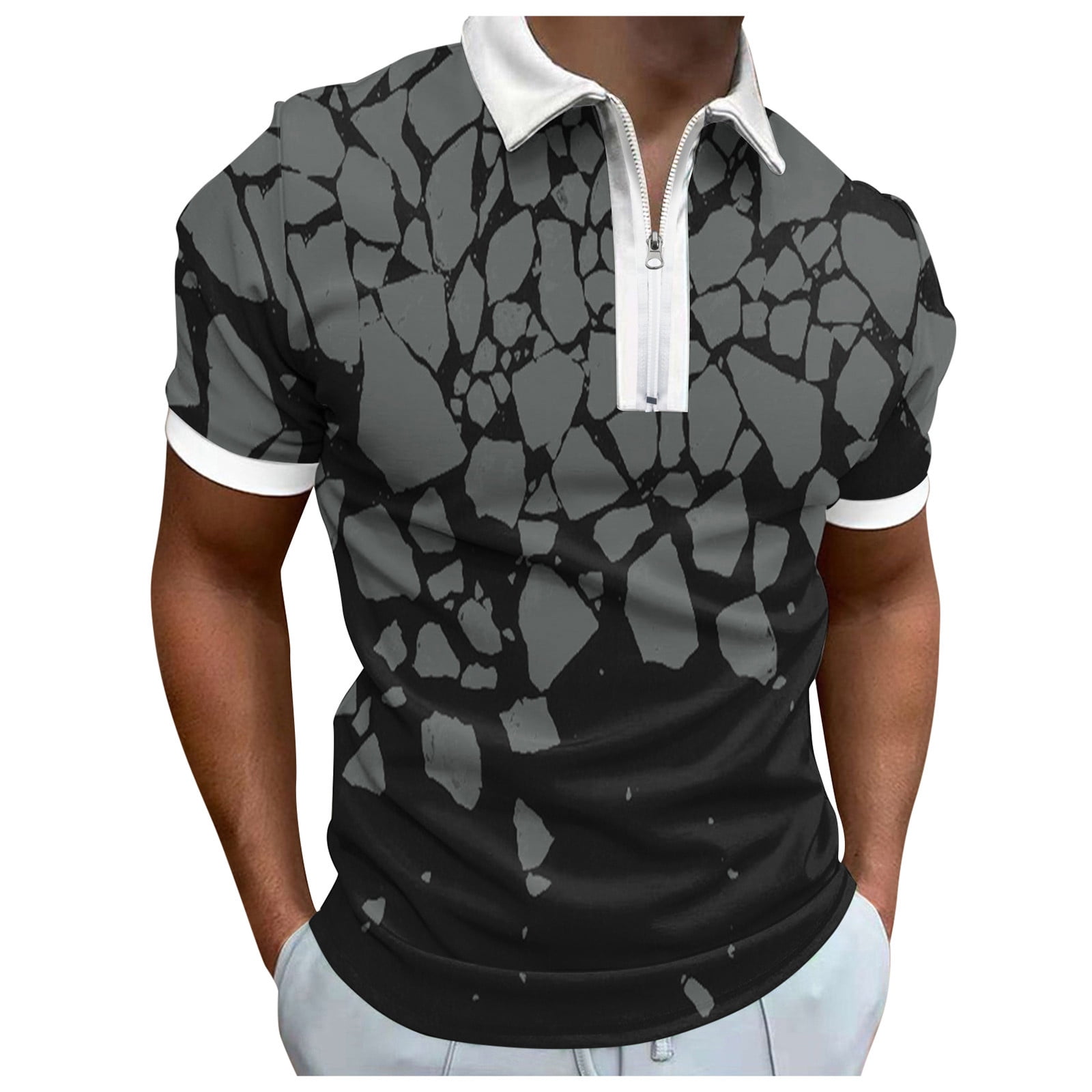 Yoodem Polo Shirts for Men Mens Shirts Mens Summer Digital 3d Printing Fashion Poster Holiday ...