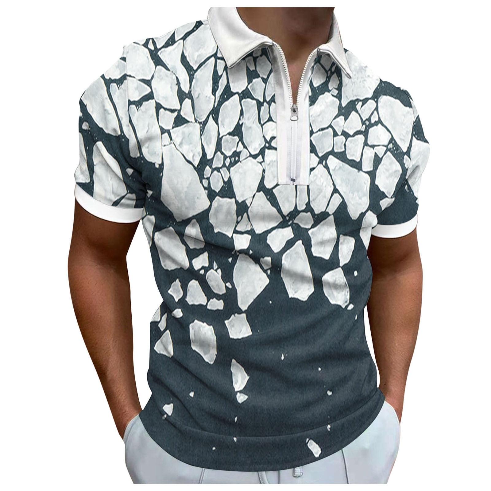 Yoodem Polo Shirts for Men Mens Shirts Mens Summer Digital 3d Printing Fashion Poster Holiday ...