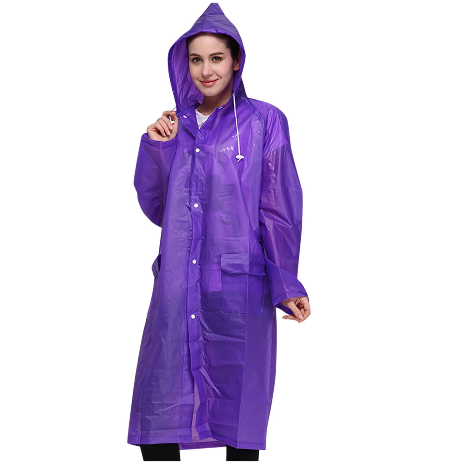 Yoodem Rain Poncho Jacket for Adults Hooded Button with Pockets ...