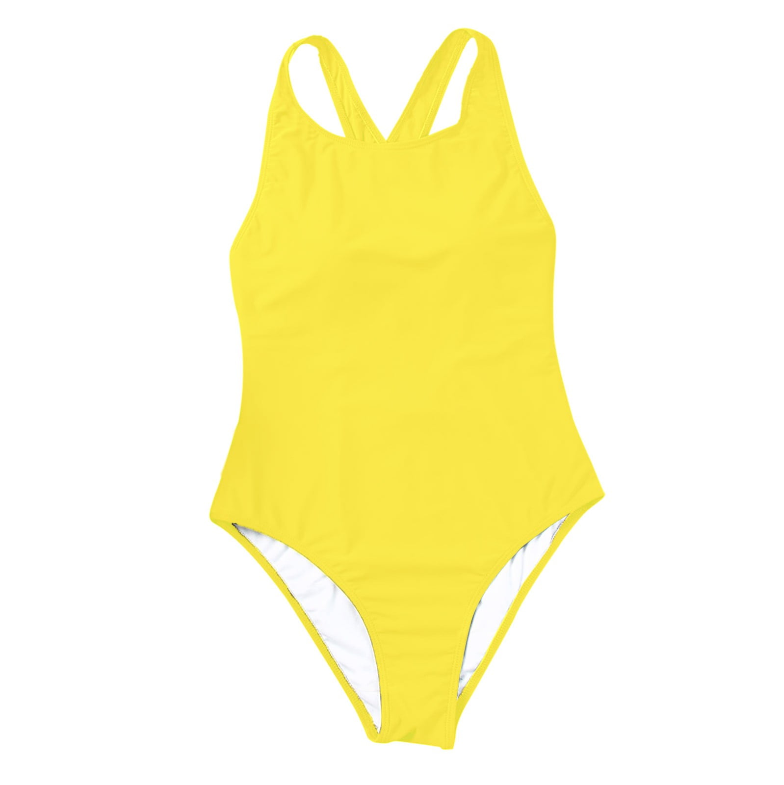 Yoodem Solid Color Sleeveless Swimsuit Simple Slimming Back Covering