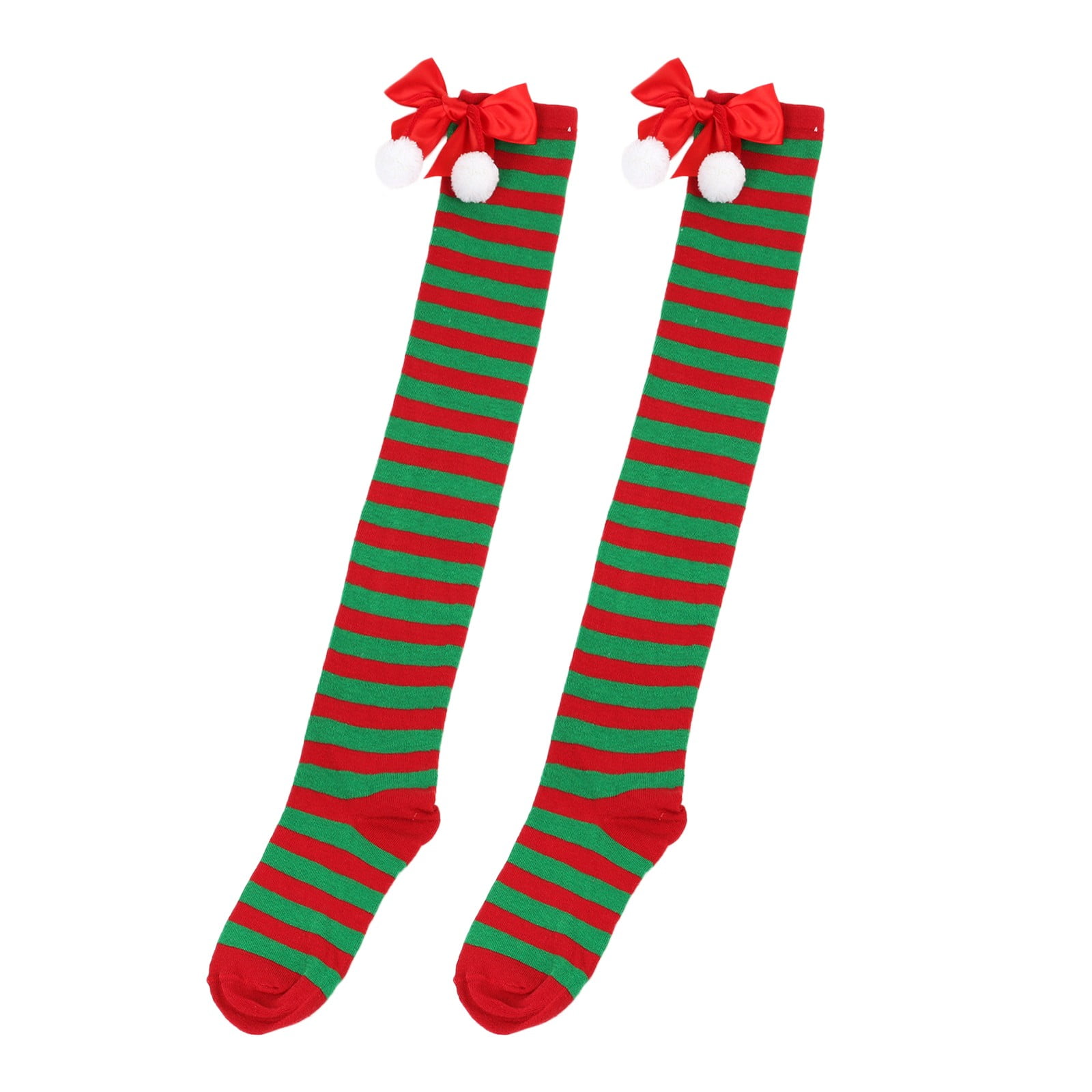 Yoodem Stockings Christmas Bow Hairball Thigh High Long Stockings Over ...