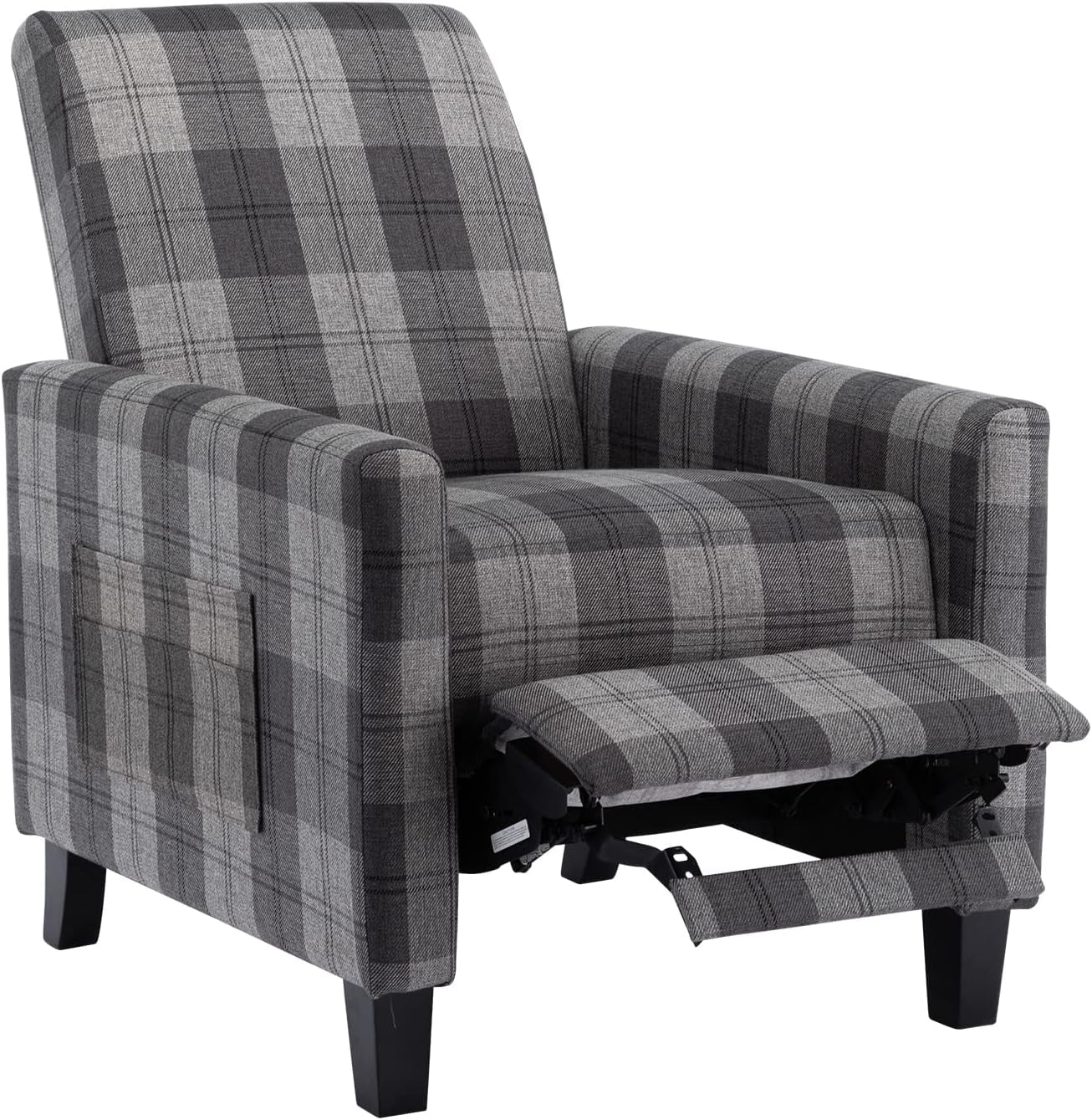 Yoodfo Recliner Chair Read Plaid Reclining Chair Retro Grey Plaid Wall ...