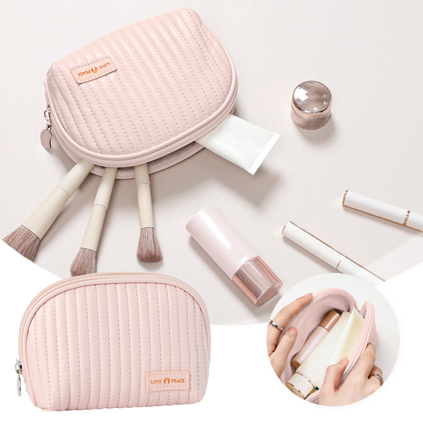 Yoofe Cute Makeup Bag Mini Cosmetic Pouch for Women Small Quilted ...