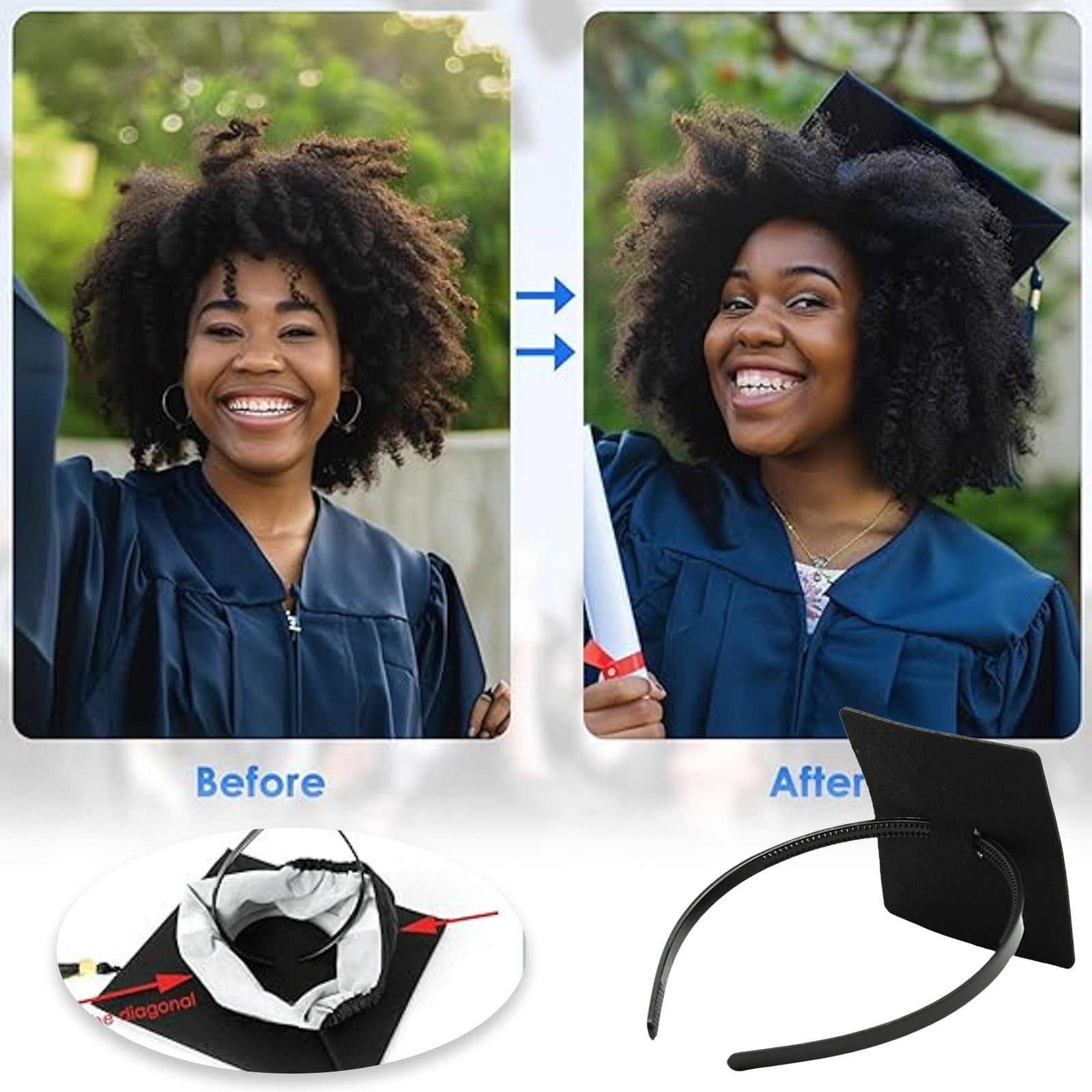 Yoofe Graduation Cap Headband Grad Cap Headband Firm Fall Hairband for ...