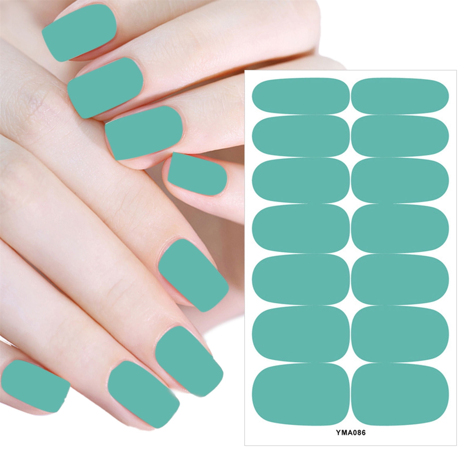 Yoofe Valentine's Day Nail Stickers Pure Color Style Full Wraps Polish ...