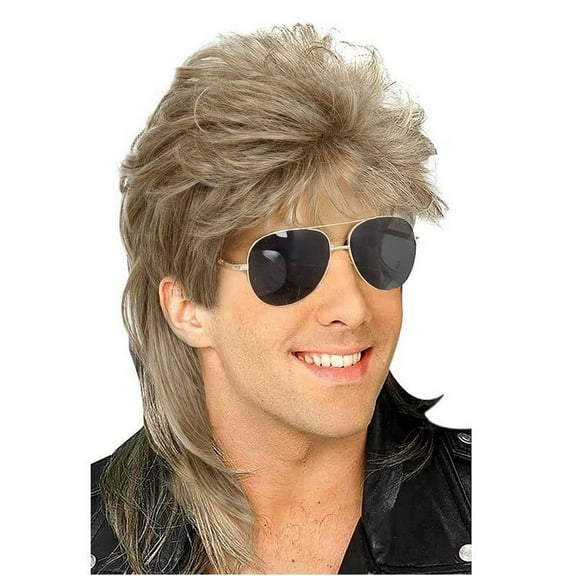 FGERFE-Mullet Wigs for Men Brown Replacement Wigs 70s 80s Curly Retro ...