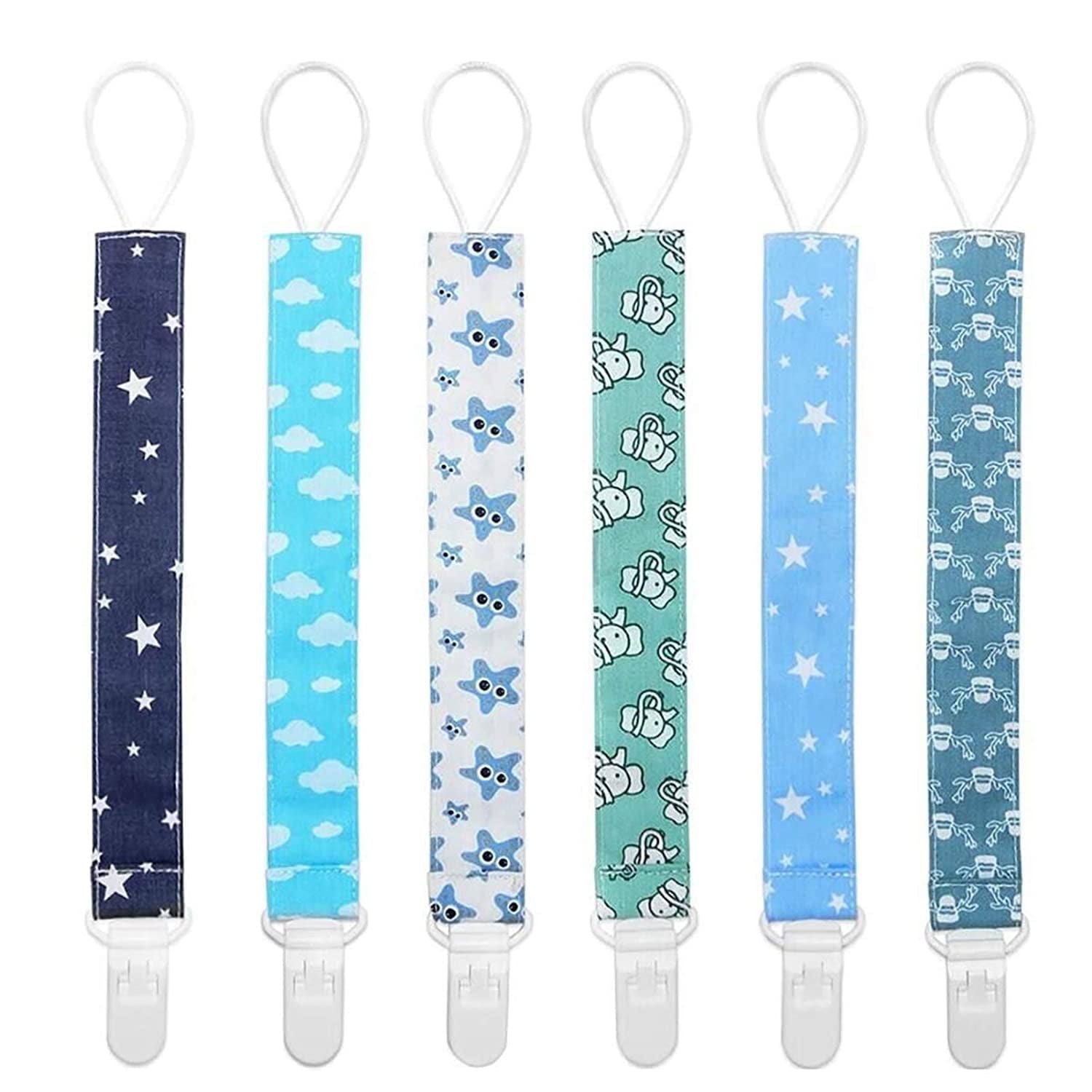 Yoofoss Pacifier Clip for Boys and Girls 6 Pack Pacifier Holder,Plastic ...