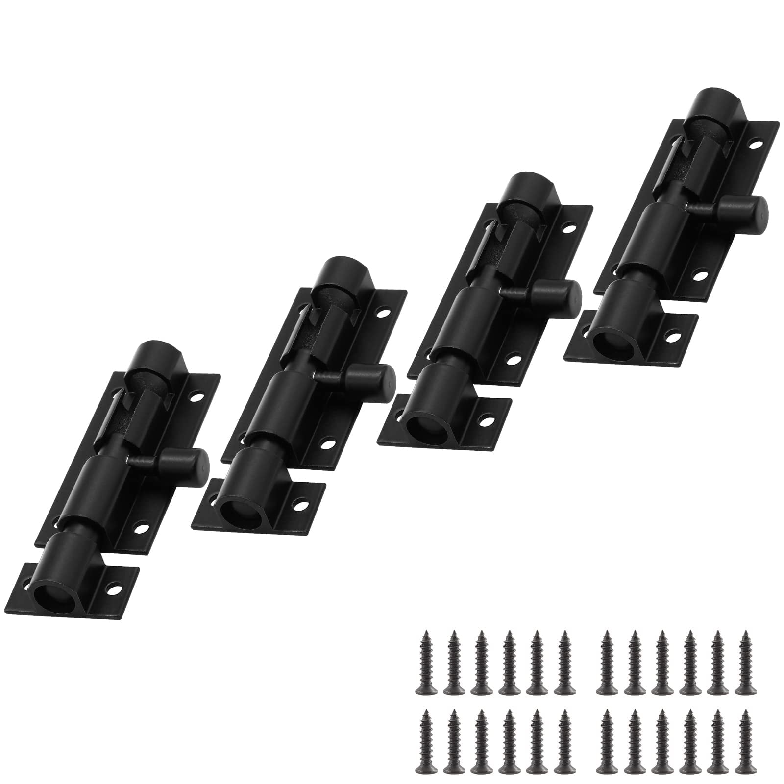 Yoohey 2.5 Inch Barrel Bolt Latch, Black Metal Door Latch Lock, 4 Packs ...