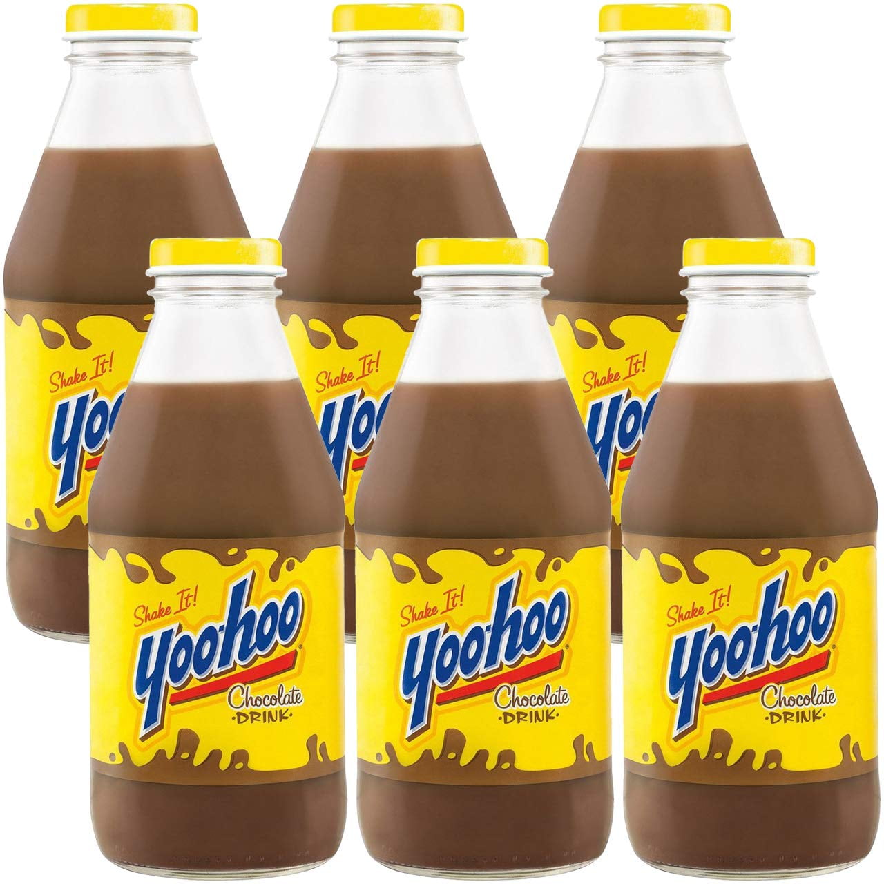 Yoo-Hoo Chocolate Drink Shake It 15.5oz Glass Bottle Pack of 6, Rich ...