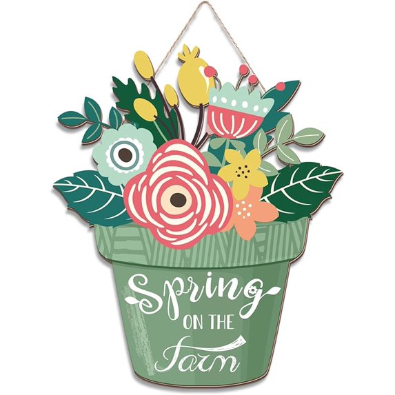 Yookeer Hello Spring Decorations for Home Spring Welcome Wreaths Sign ...