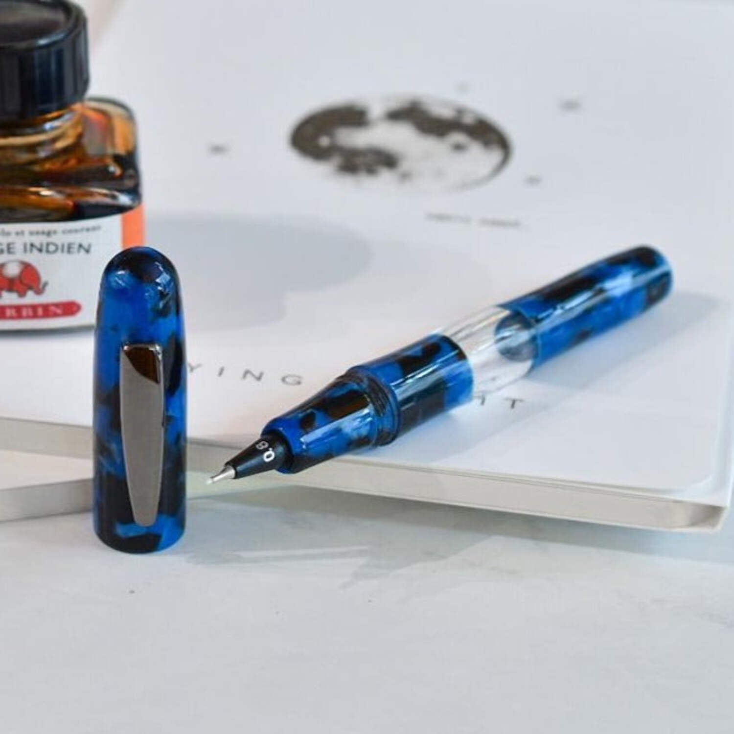Yookers Gaia Blue Black Marble Resin Fiber Pen - Walmart.com