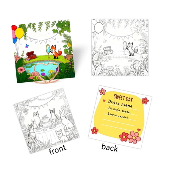 Yooma Cartoon Memo Pads Coloring Sticky Notes(3.74x3.74In), 50-Pack ...