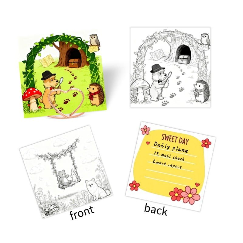 Yooma Coloring Sticky Notes: Double-Sided Design (3.74x3.74In), 1set ...