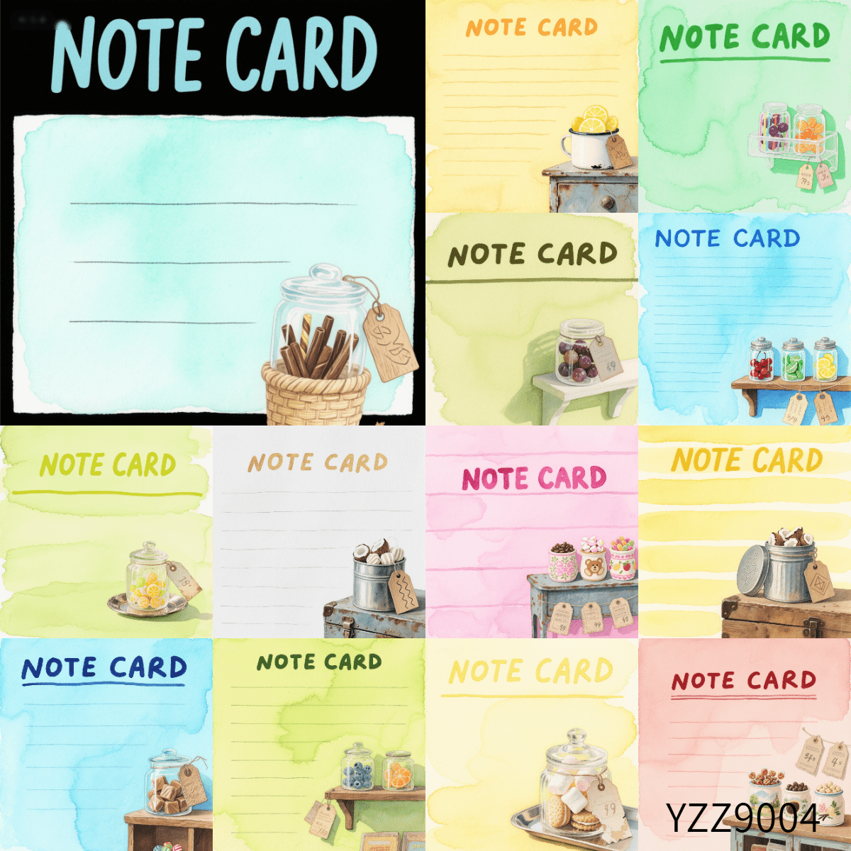 YoomaCute Watercolor Note Cards for Scrapbooking & Creative Notes 100 ...