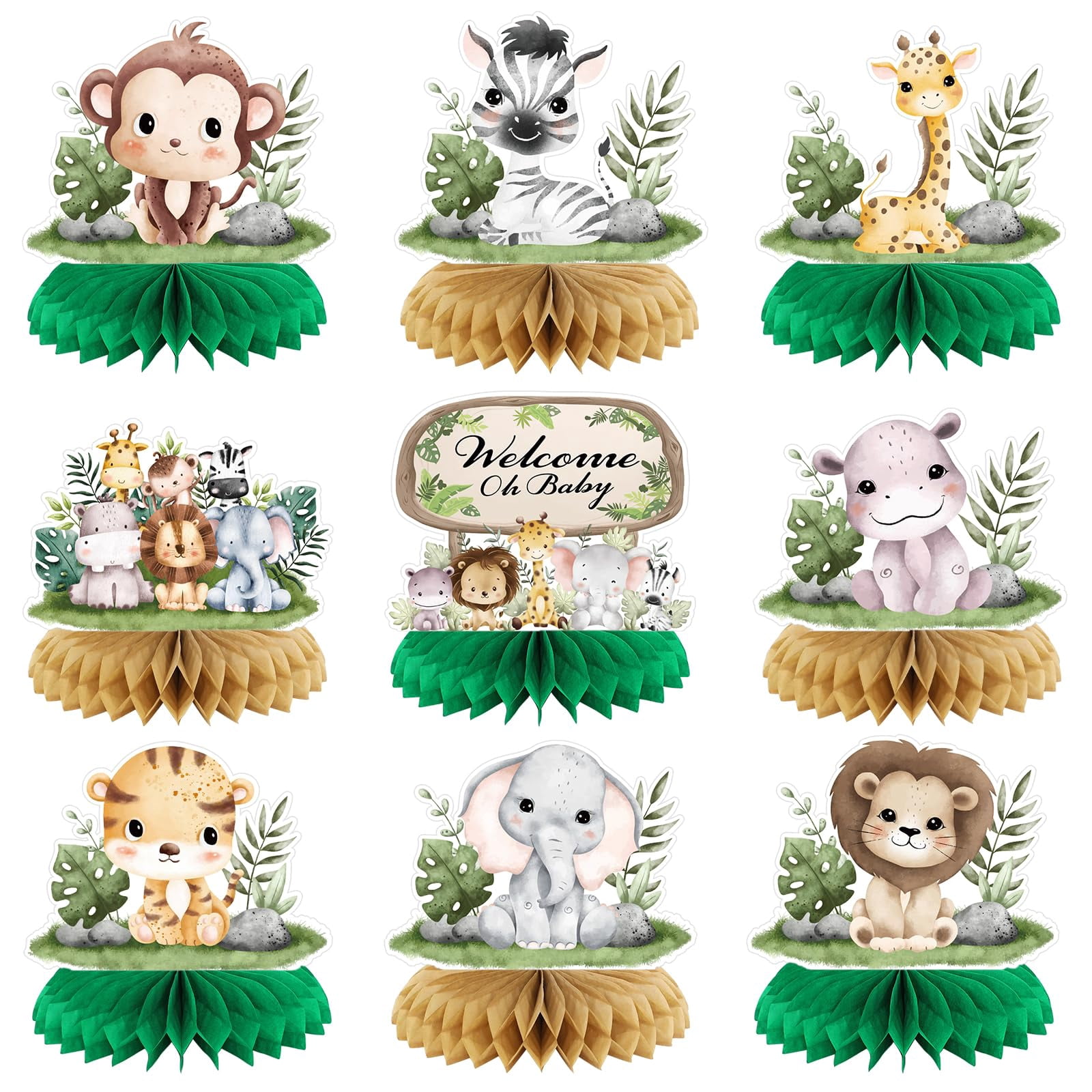 Yoomod Animals Welcome Baby Honeycomb Centerpieces Table Decor for ...