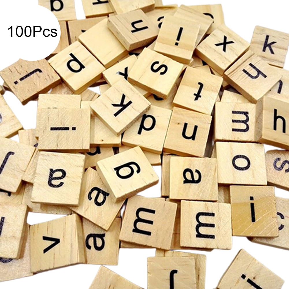 Yoone 100Pcs Wooden Alphabet Tiles Letter Number Bolcks DIY Crafts Kid ...