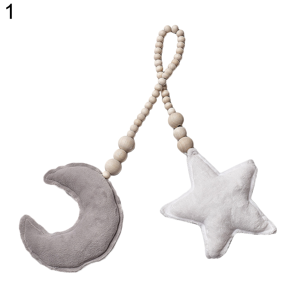 Yoone Wooden Beads Moon Star Kids Infant Crib Cradle Wall Hanging ...