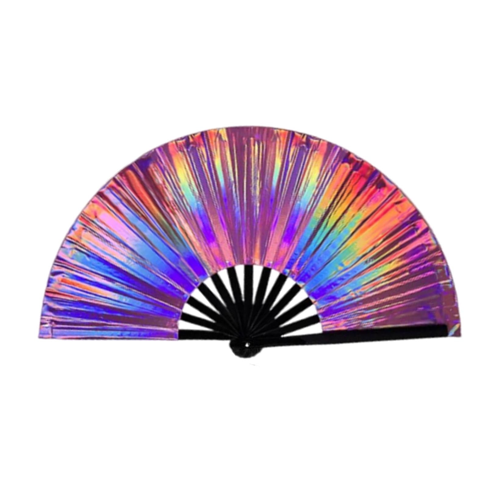 Yooshoverk 10" Rainbow Laser Fan - Foldable Kung Fu Dance Prop for ...