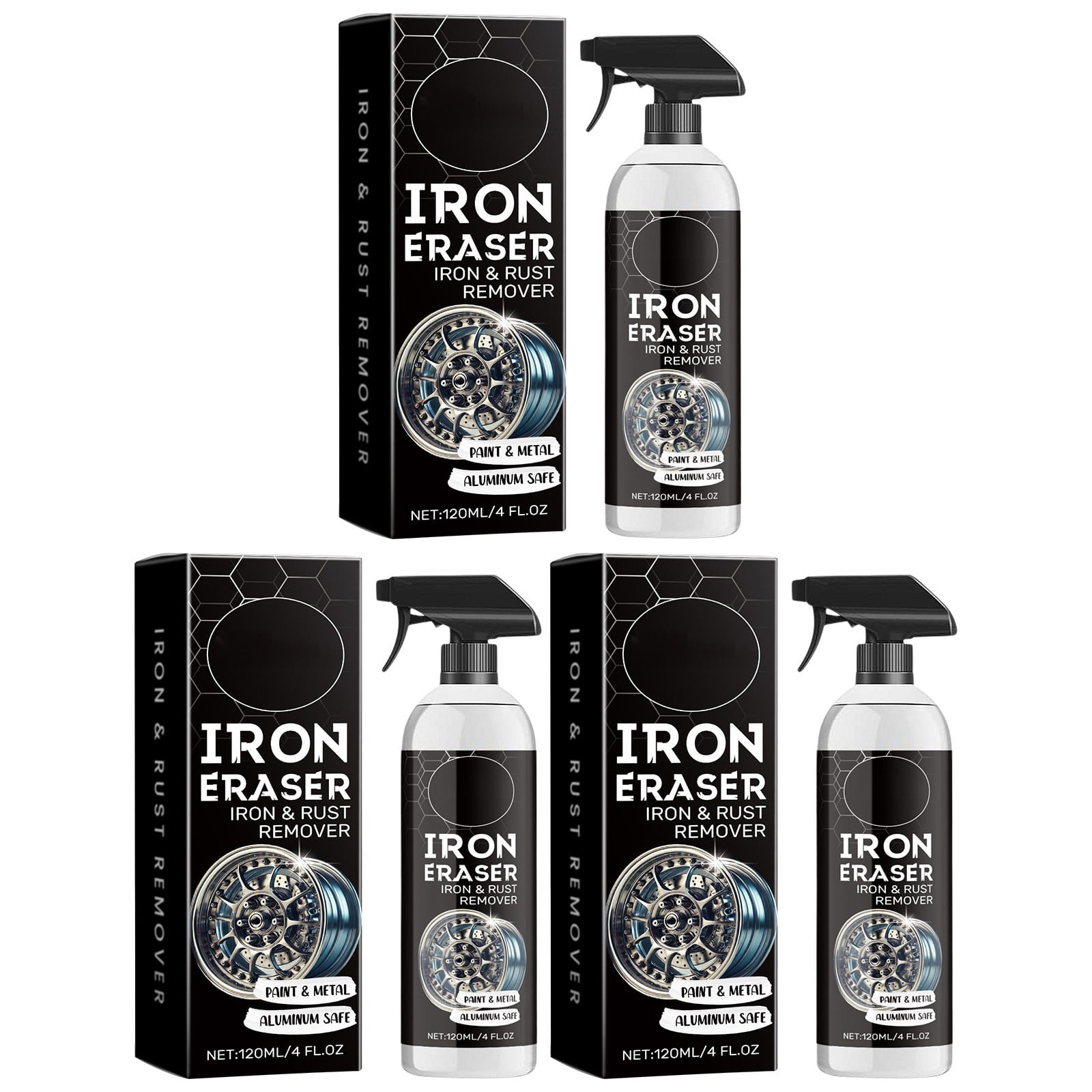Yooshoverk 3-Pack Rust Dissolver Gel - Safe for Chrome Wheels Tools ...