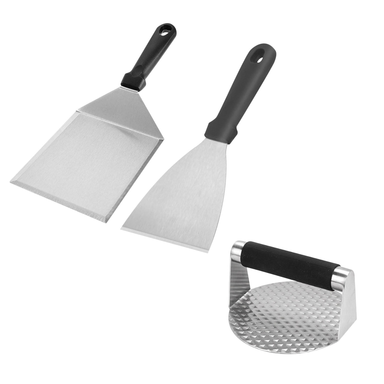 Yooshoverk 3-Piece Stainless Steel BBQ Tool Set: Teppanyaki Spatula ...