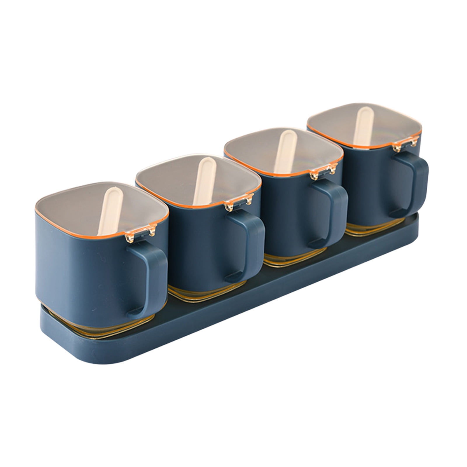 Yooshoverk 4 Compartment Spice Shaker Glass Jar Standing Lid Included ...