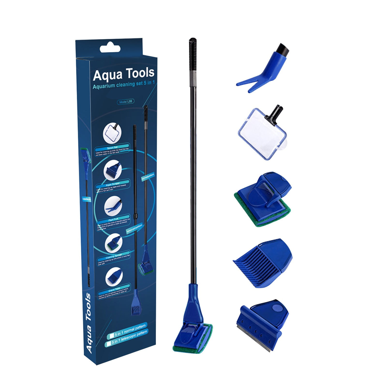 Yooshoverk Aquarium Cleaning Kit 5 Piece Set Fish Tank Scrubber Algae ...