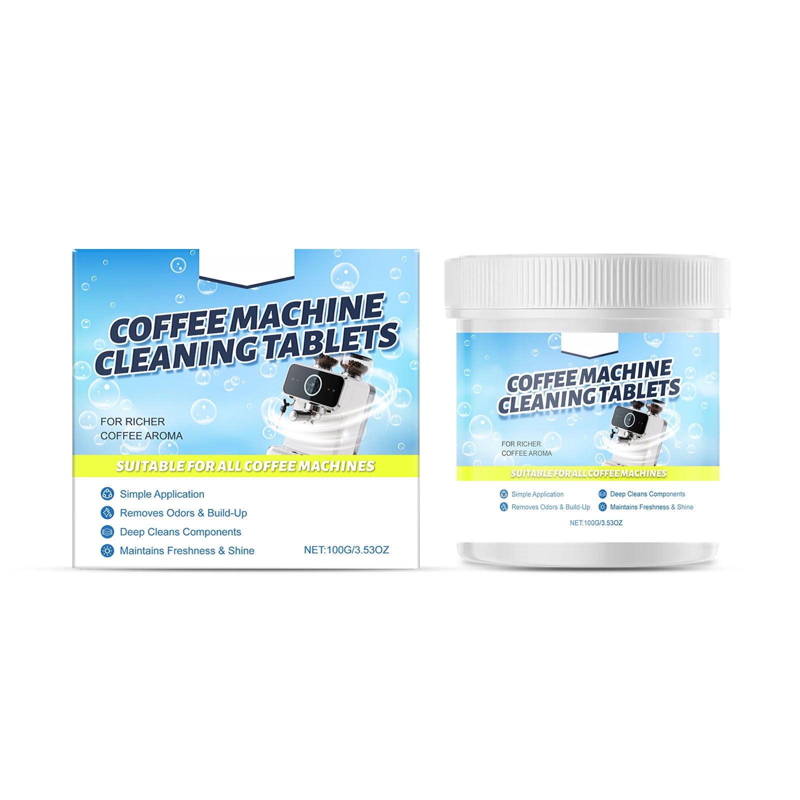 Yooshoverk Coffee Machine Cleaning Tablets - 30 Pack Descaling Solution ...