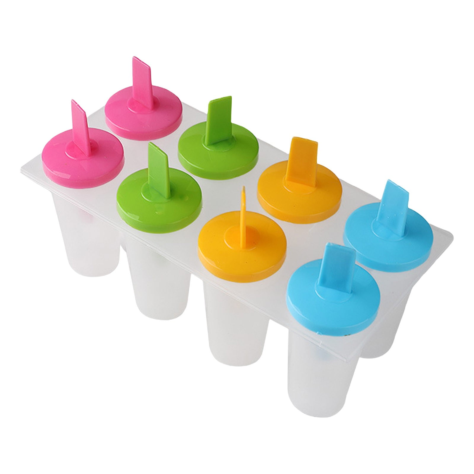 Yooshoverk DIY Ice Cube Tray 8 Cavity Colorful Mini Square Popsicle Molds with Lids BPA Free ...