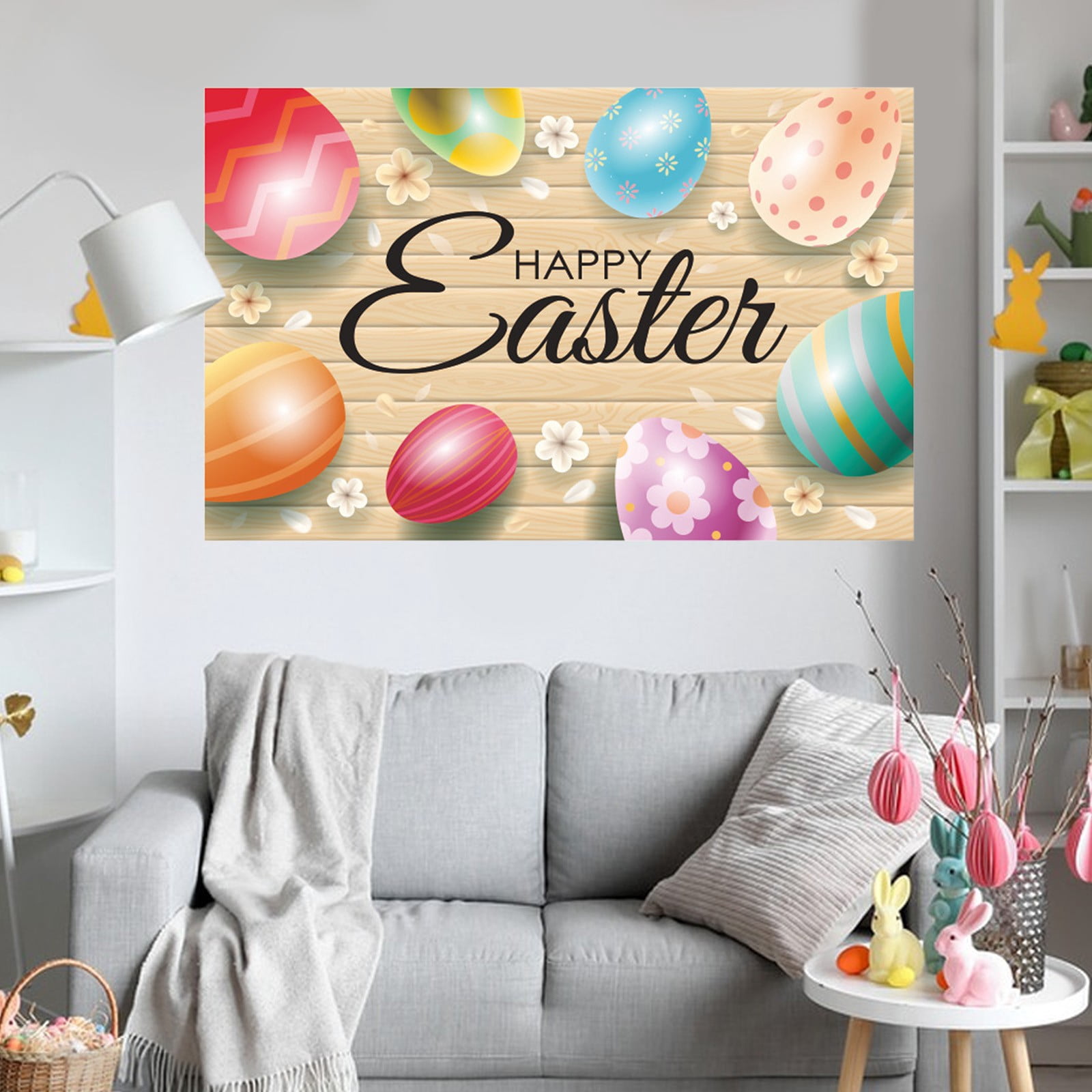 Yooshoverk Easter Party Decorations Easter Egg Bunny Background Banner ...