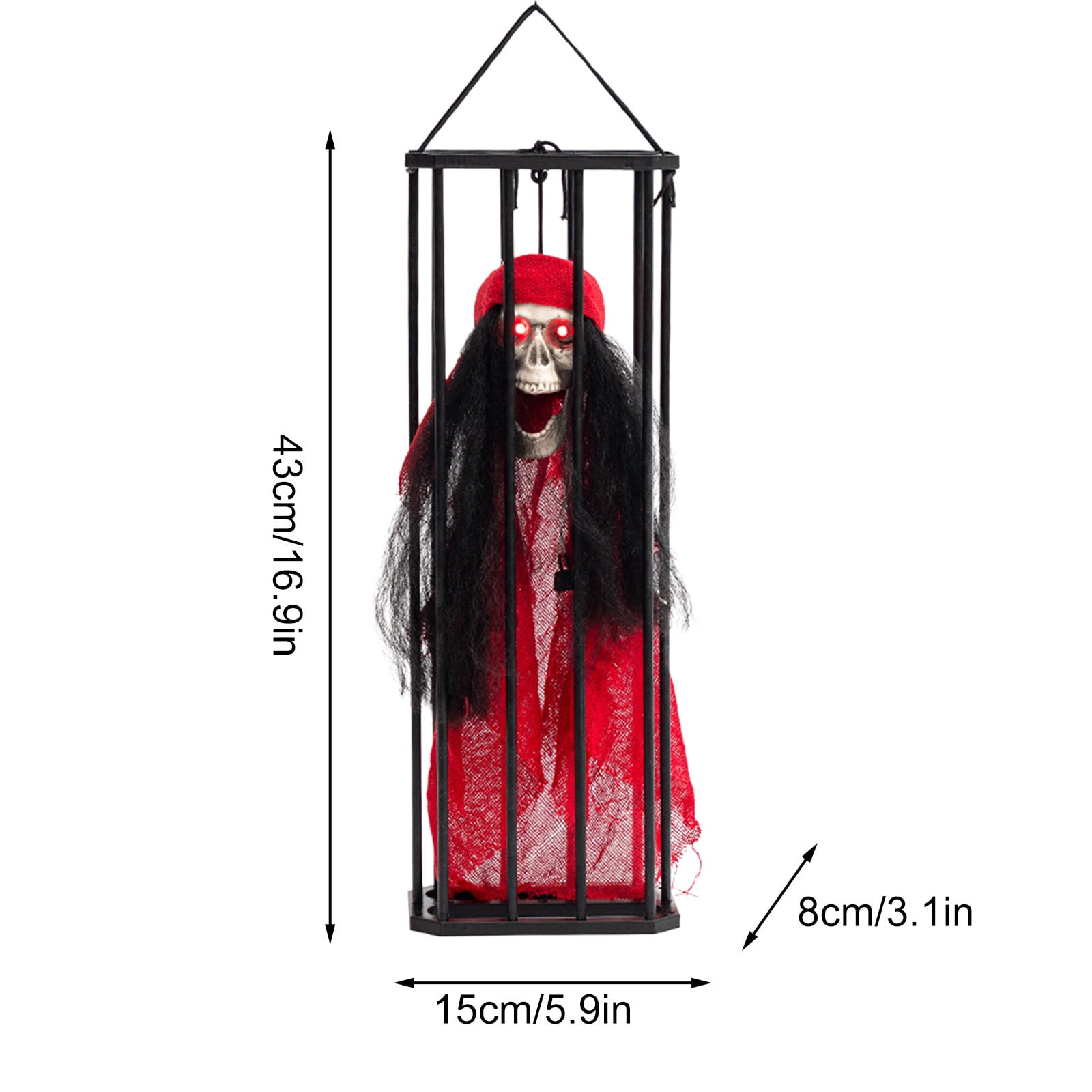 Yooshoverk Halloween Decor Cage Ghost Prisoner Hanging Solving Spooky ...