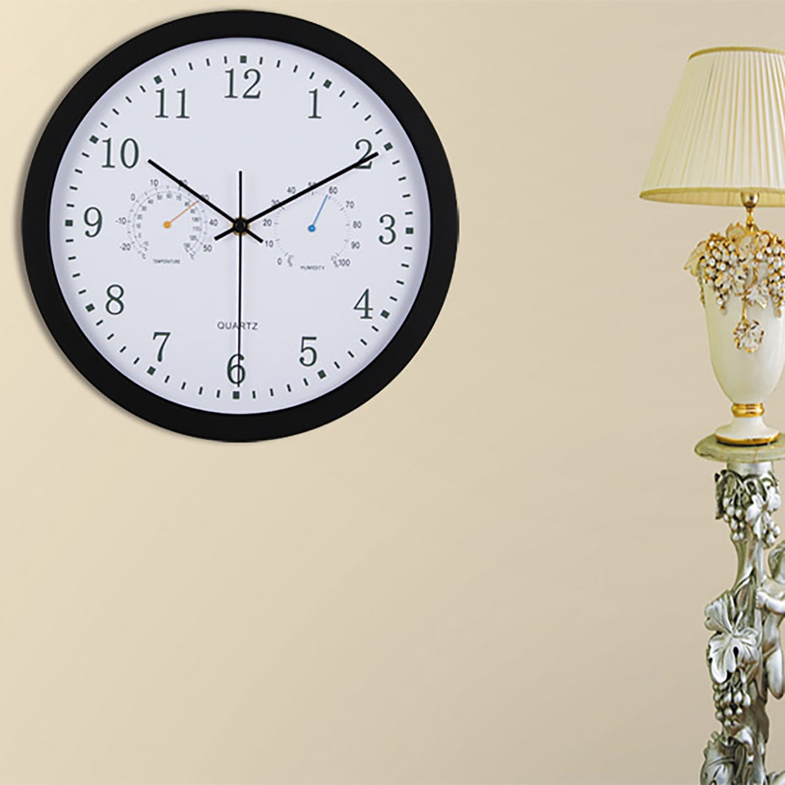 Yooshoverk Hygrometer Clock Wall Mount Modern Design Silent Operation ...