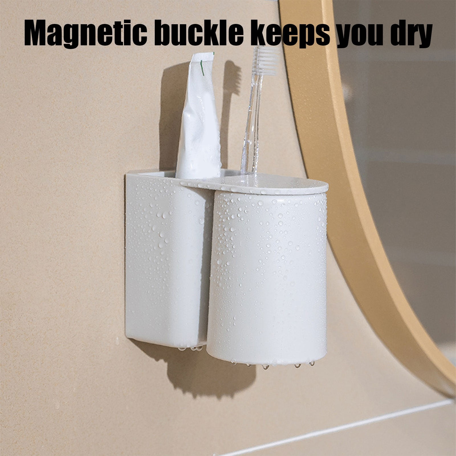 Yooshoverk Magnetic Mouthwash Cup Holder Wall-Mount No-Drill Storage ...