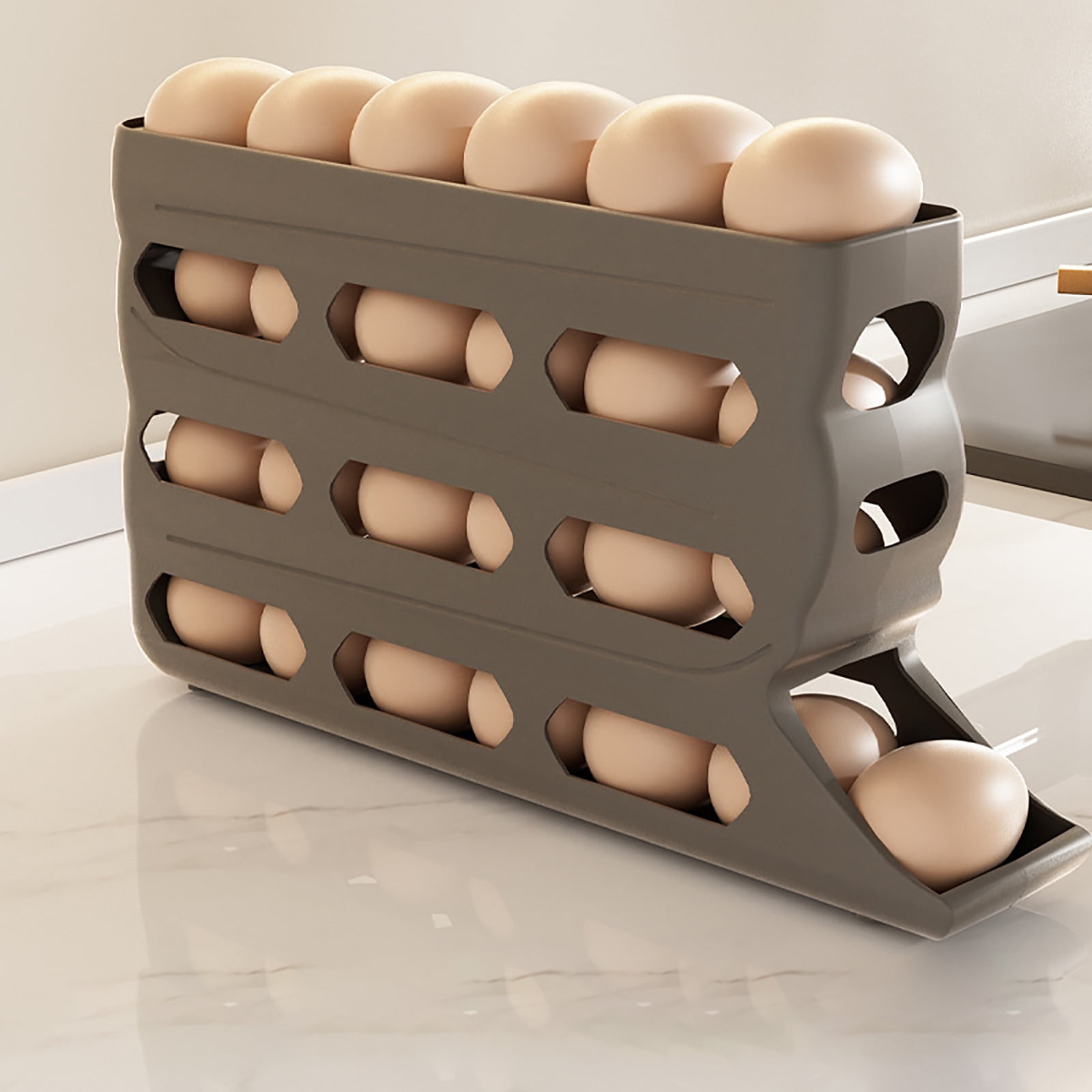Yooshoverk Refrigerator Egg Holder Automatic Rolling Slide Rack Space ...