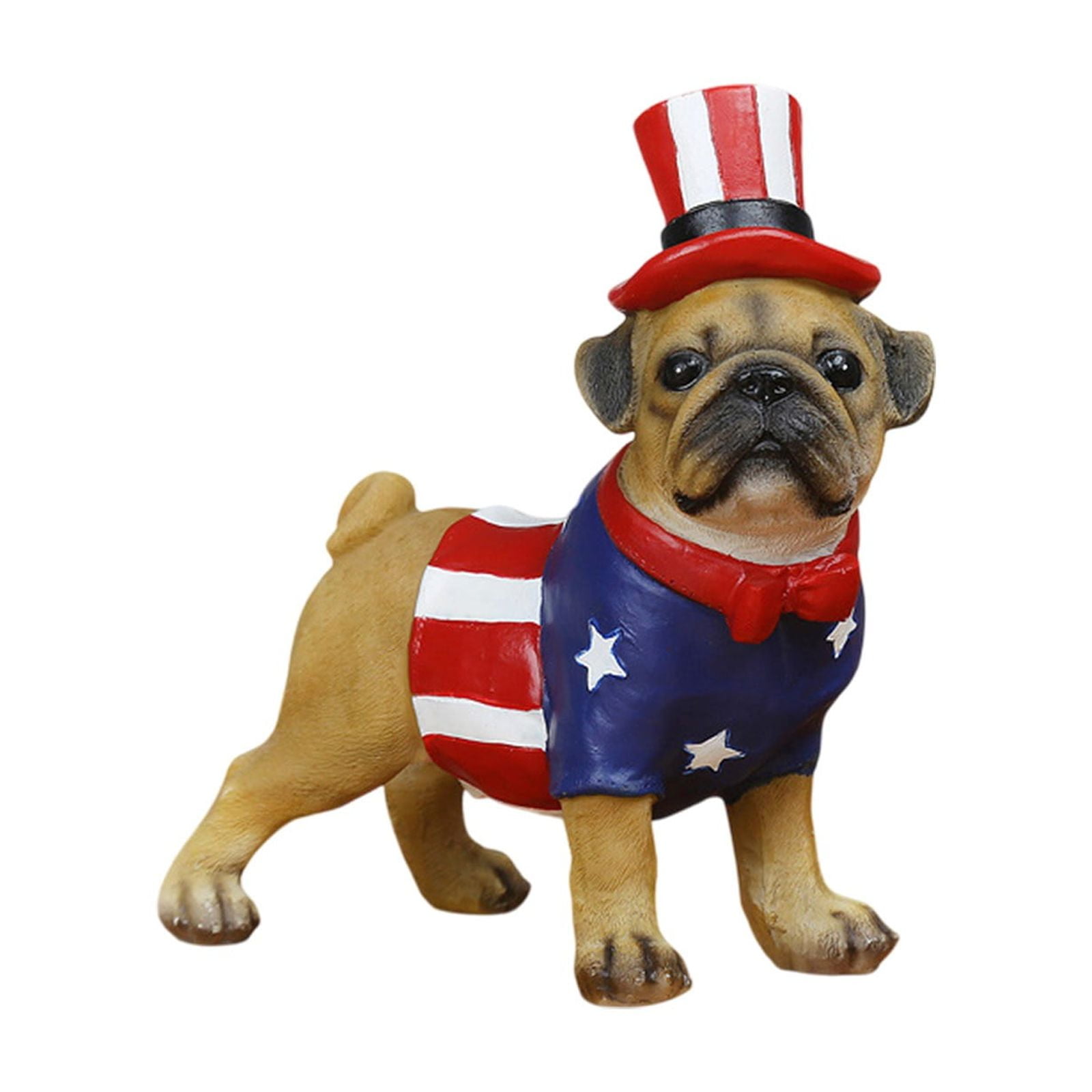 Yooshoverk Resin Bulldog Statue Patriotic Decor American Flag Bandana ...