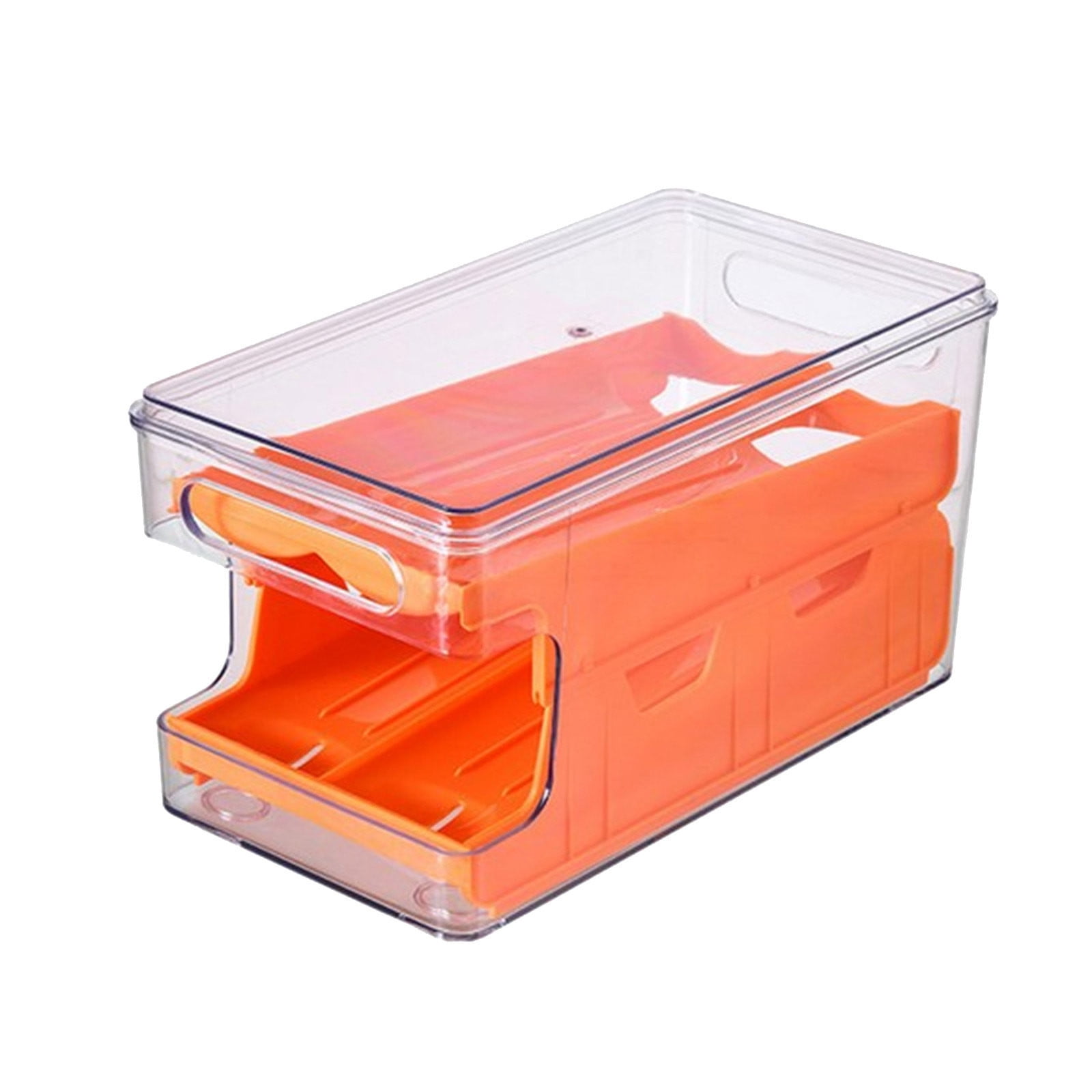 Yooshoverk Rolling Egg Organizer for Refrigerator, 24 Count Storage Tray with Lid, Automatic ...