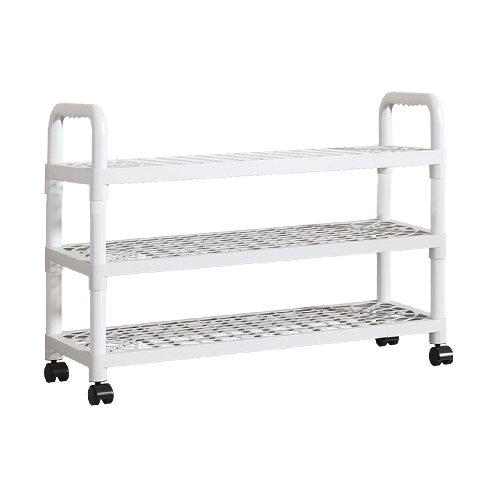 Yooshoverk 3-Tier Rolling Shoe Rack with Wheels - Adjustable Plastic ...