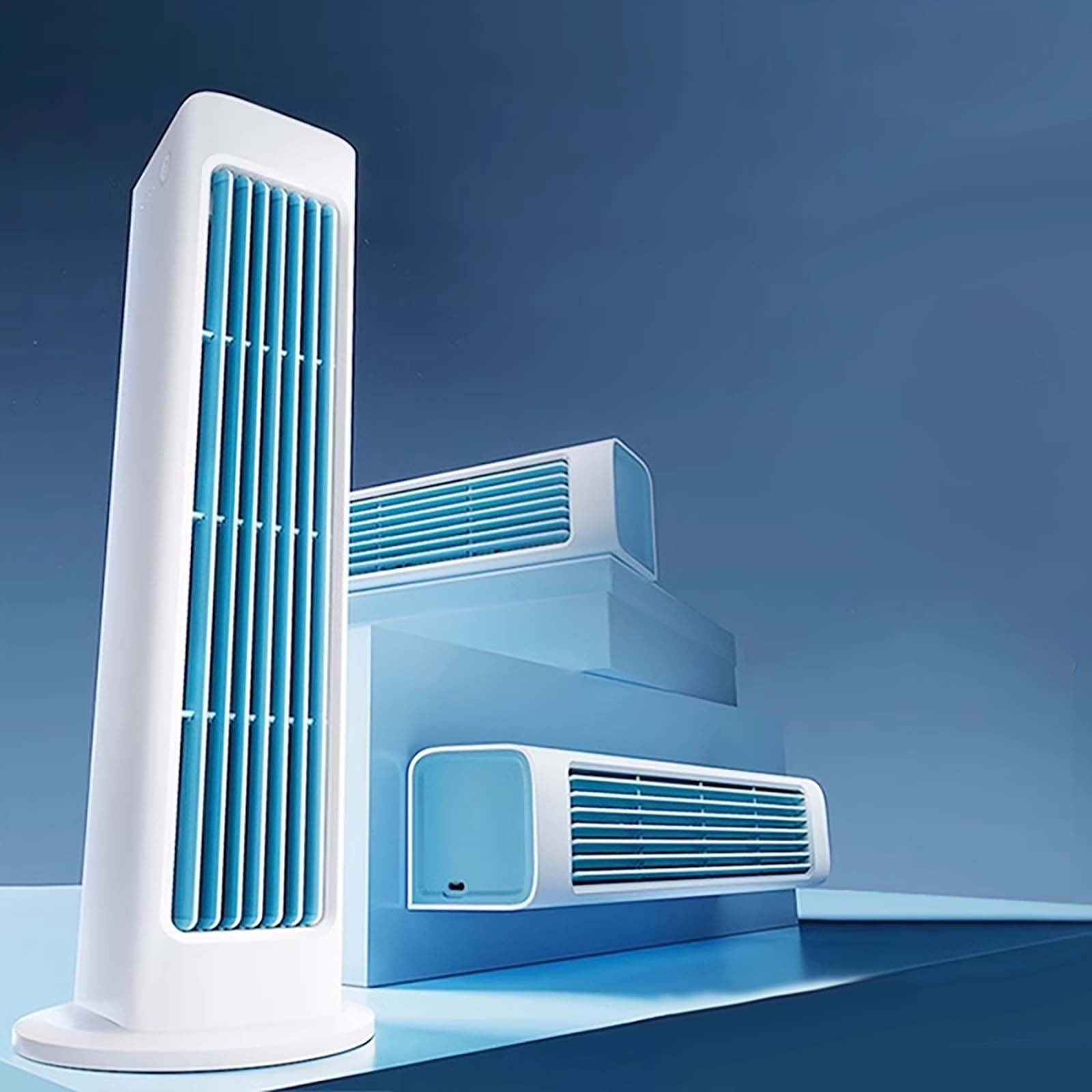 Yooshoverk USB Rechargeable Tower Fan Desktop Bladeless Cooler 3 Speeds ...