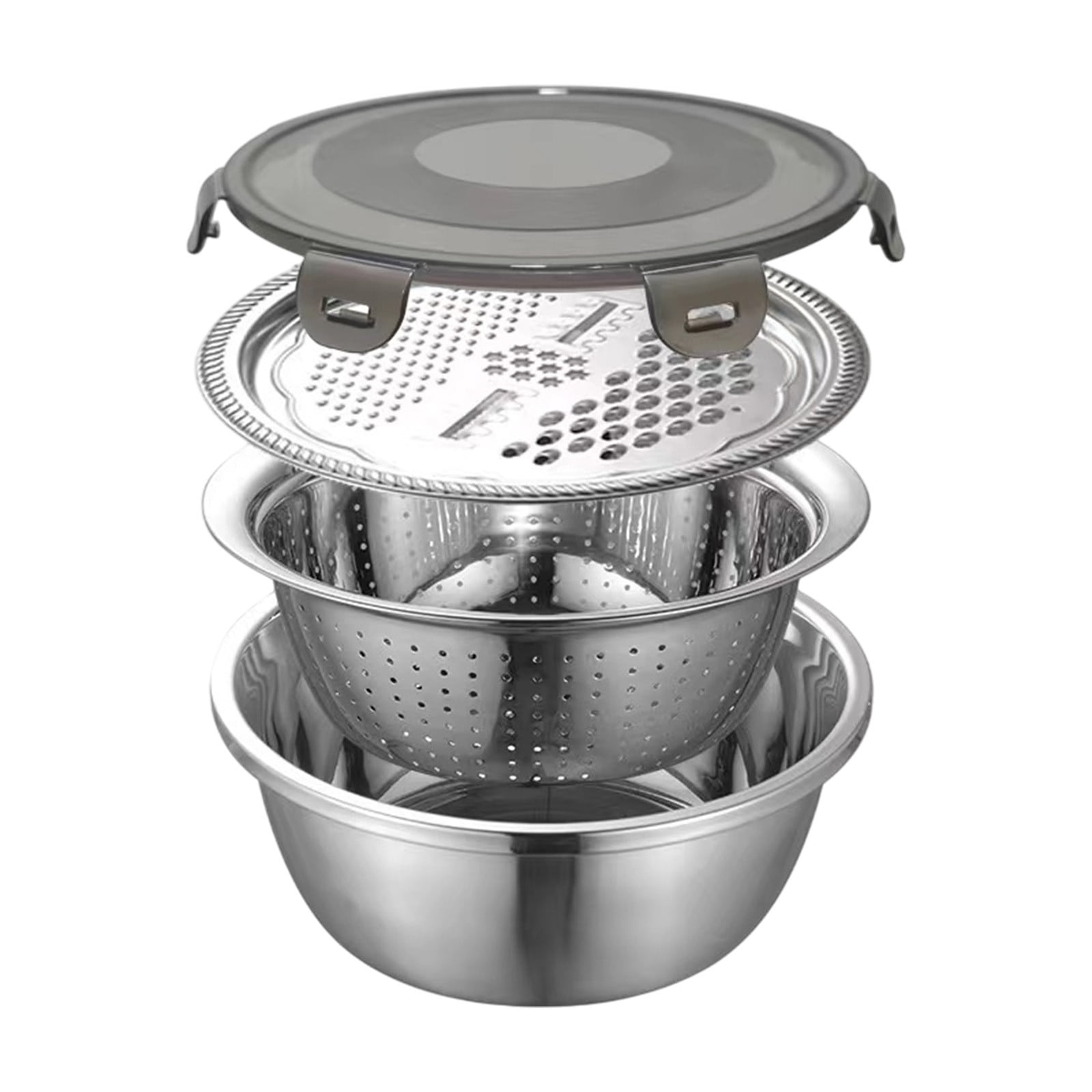 Yooshoverk Vegetable Basin Stainless Steel 4 Piece Set with Grater ...