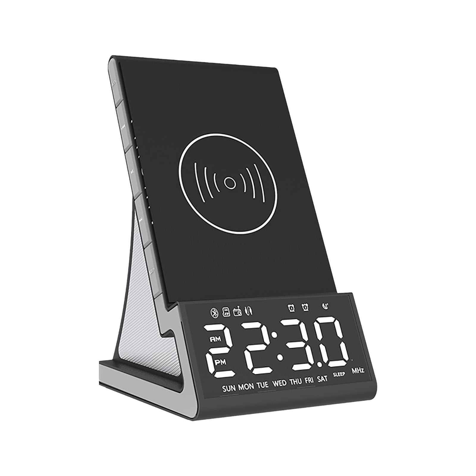 Yooshoverk Wireless Charger Bluetooth Speaker Alarm Clock for Bedroom ...