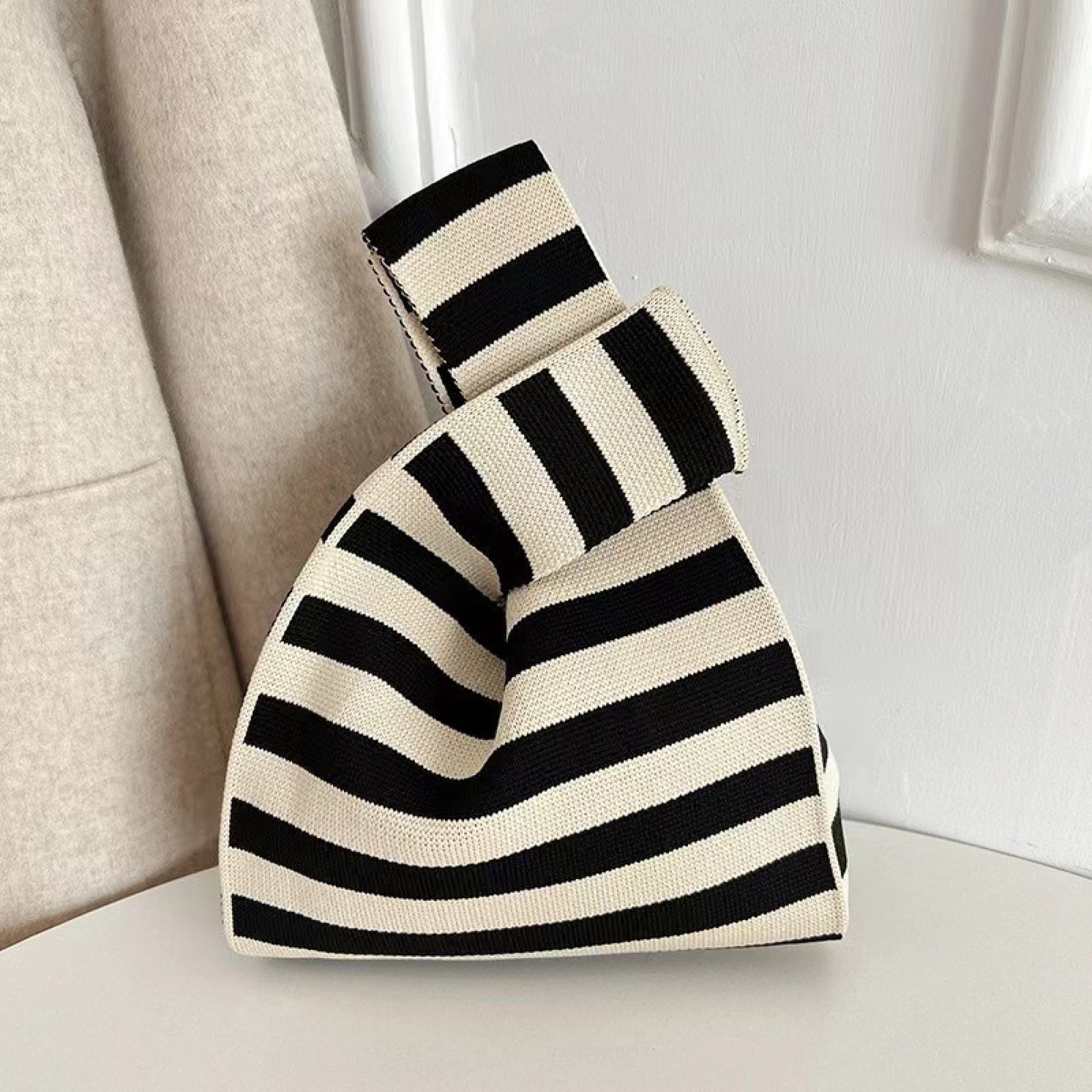 Yoosmatic knitted Handbag Totes Bucket Sling Wrist Bag Purse Black ...