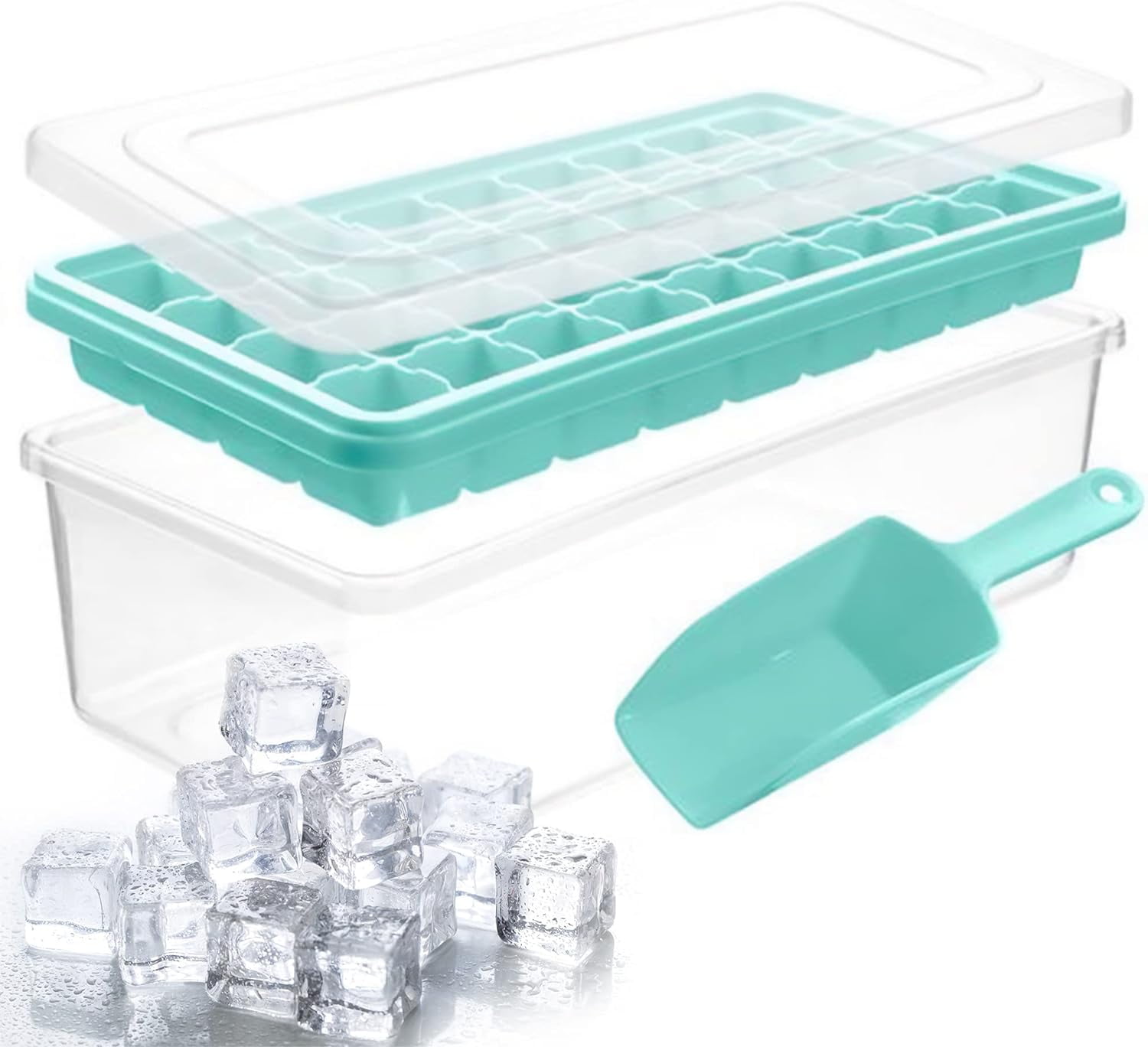 Yoove Ice Cube Tray, 36 Mini BPA Free Silicone Cubes, Ice Bin with Lid ...