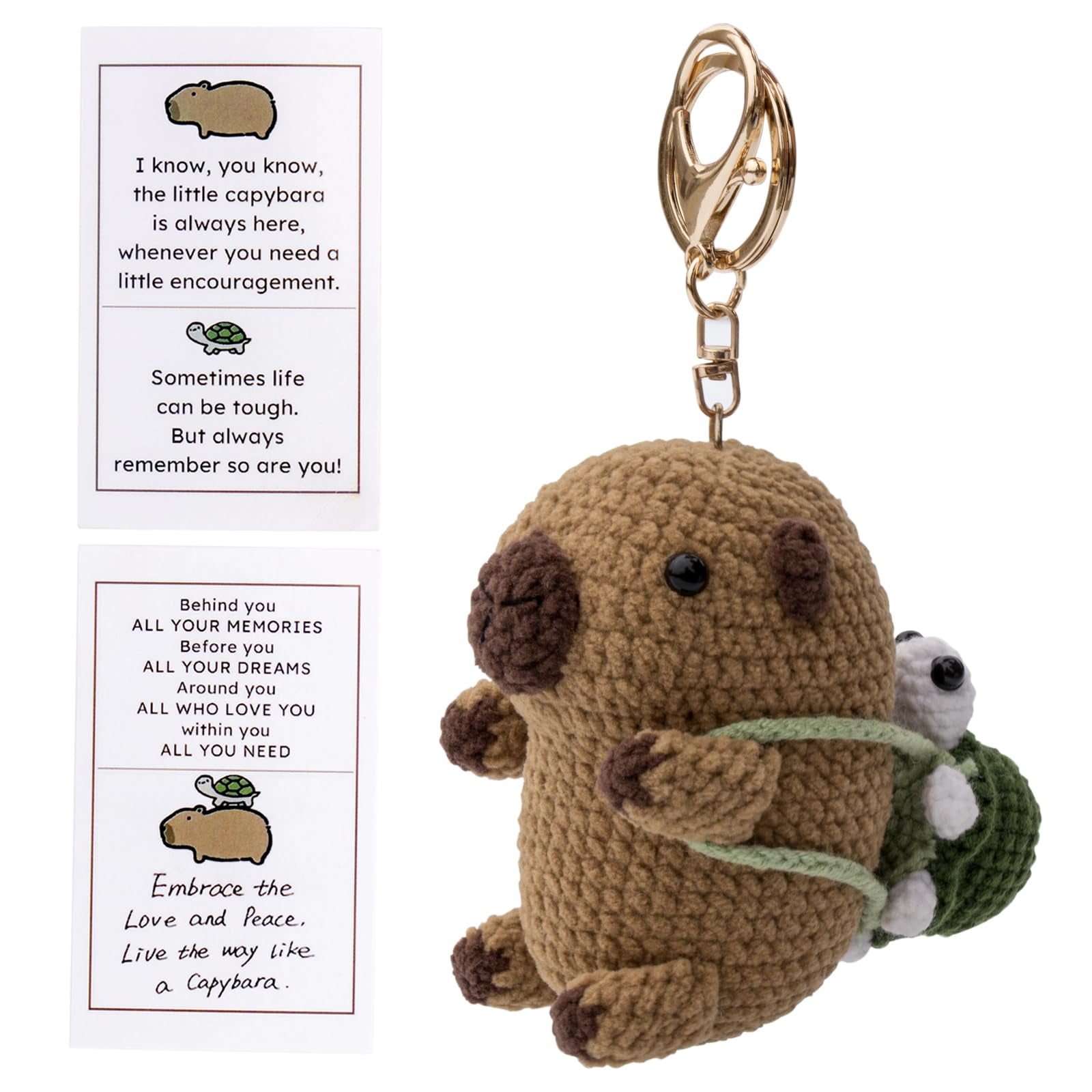 Yopcuvi Funny Positive Capybara Turtle Doll, Emotional Support Crochet Animals Capybara Turtle ...