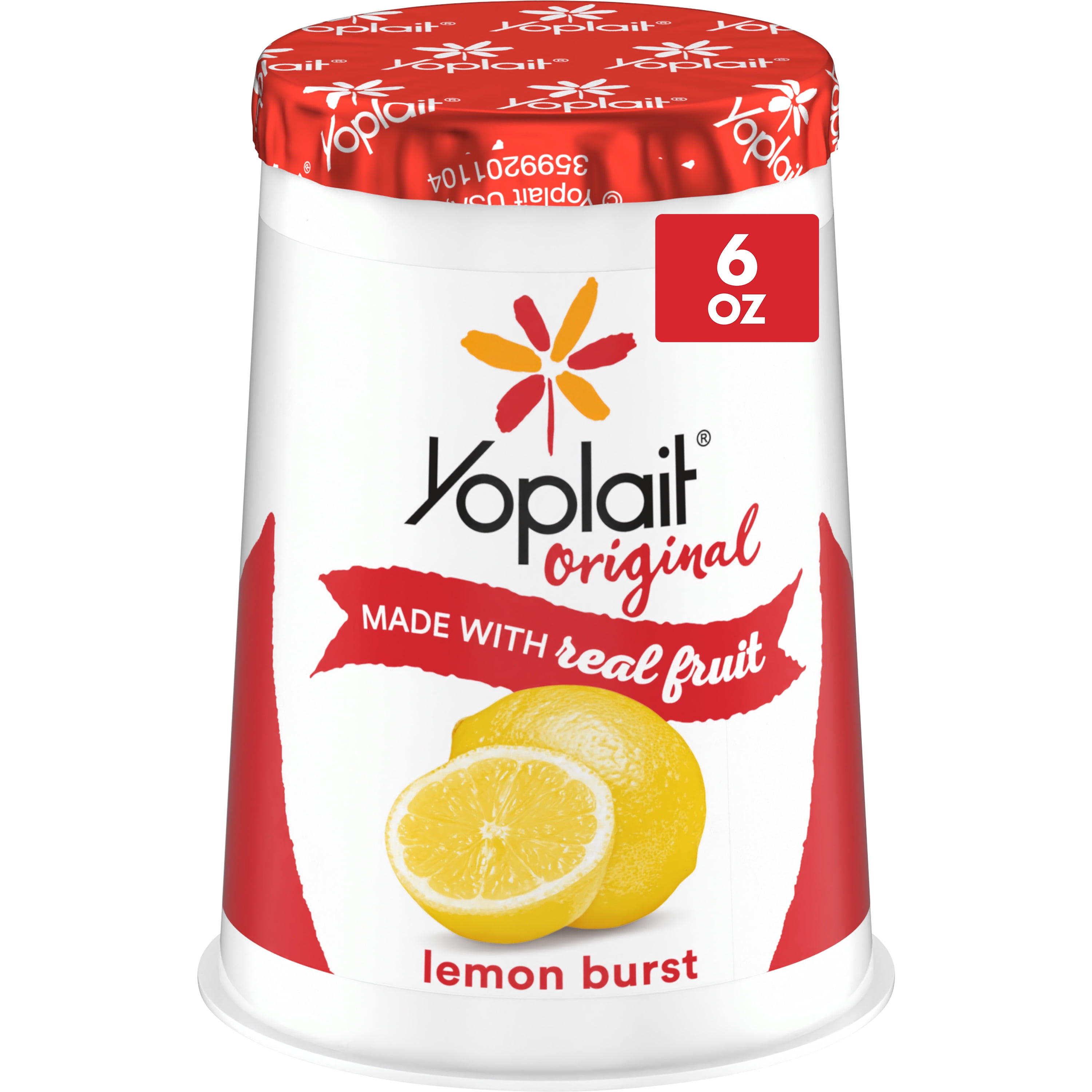 Yoplait Original Low Fat Lemon Burst Yogurt Cup, Made with Real Fruit ...
